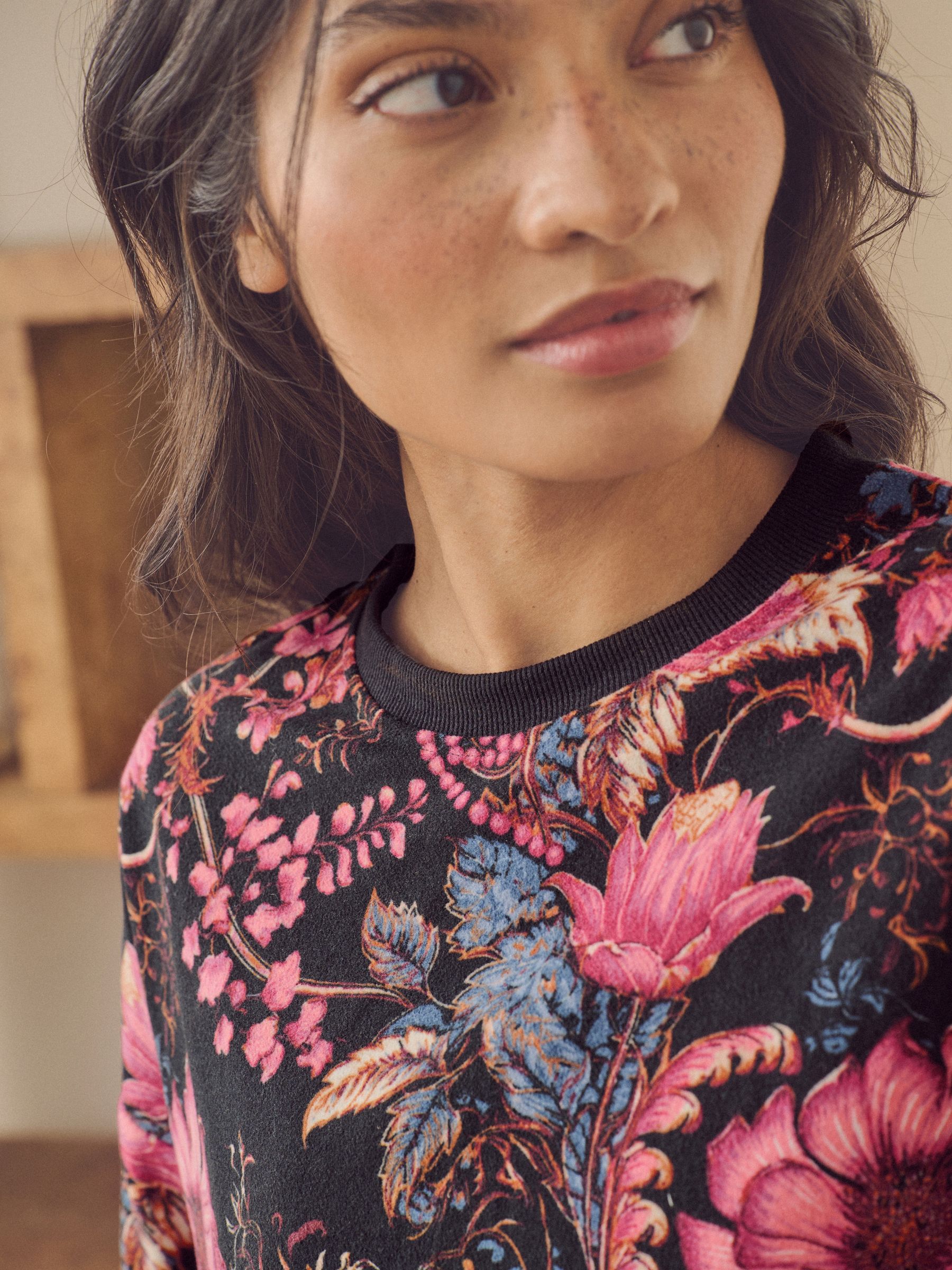 Buy Black/Pink Floral Cosy Long Sleeve Pyjamas from the Next UK online shop