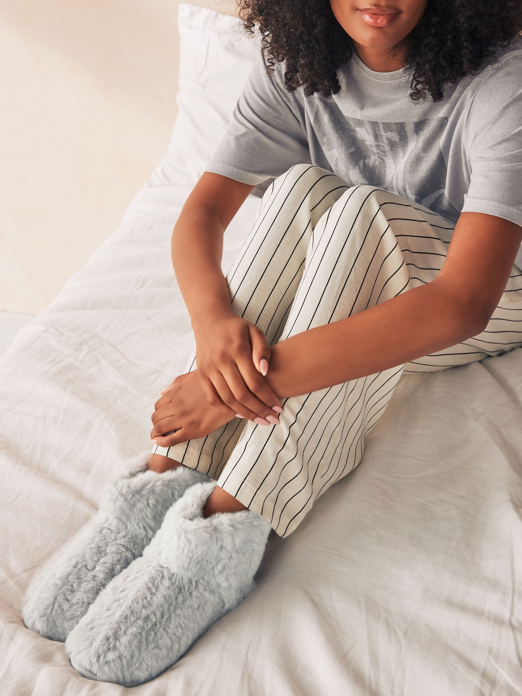 Buy Grey Faux Fur Boot Slippers from the Next UK online shop