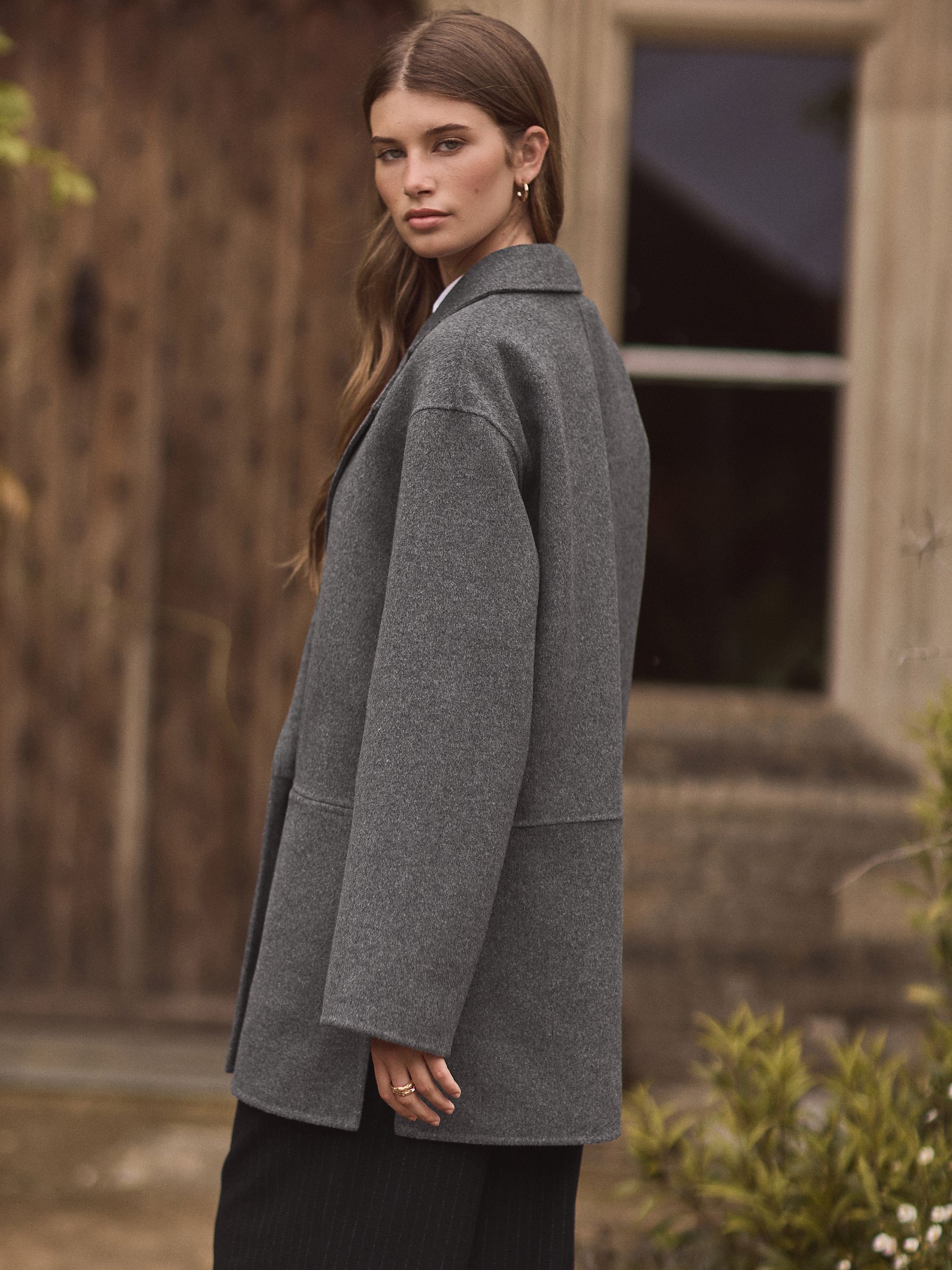 Buy Grey Premium Handsewn Wool Blend Blazer Coat from the Next UK ...