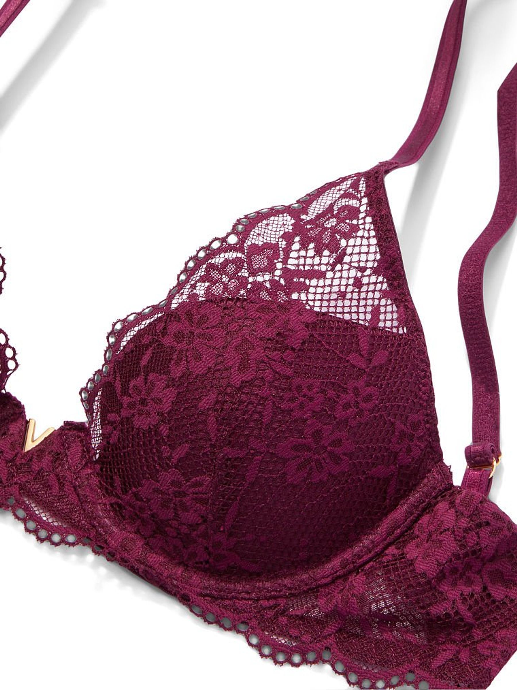Buy Victoria's Secret Kir Red Lace Half Pad Plunge Bra from the Next UK ...