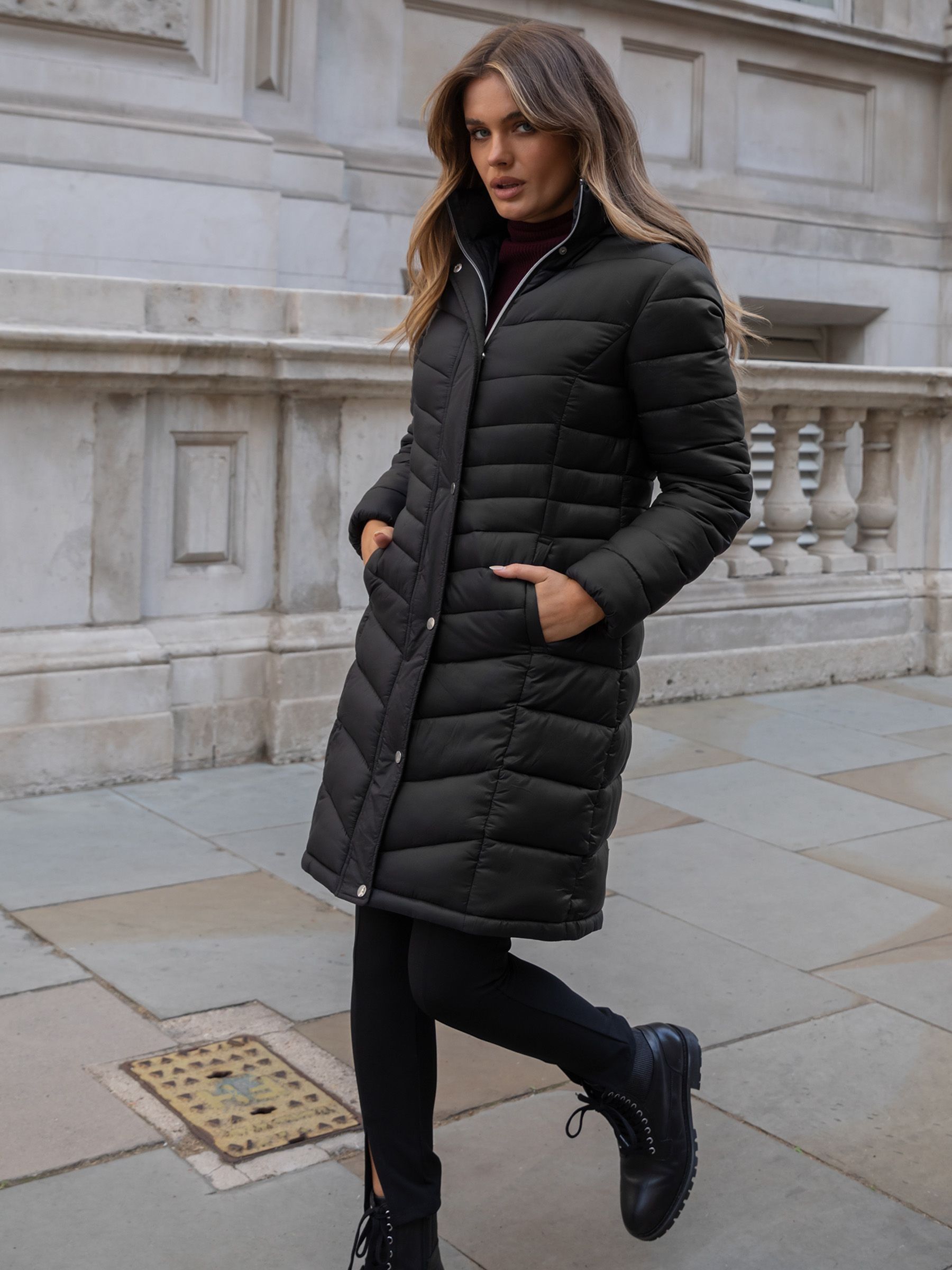 Buy Lipsy Black Chevron Padded Coat from the Next UK online shop