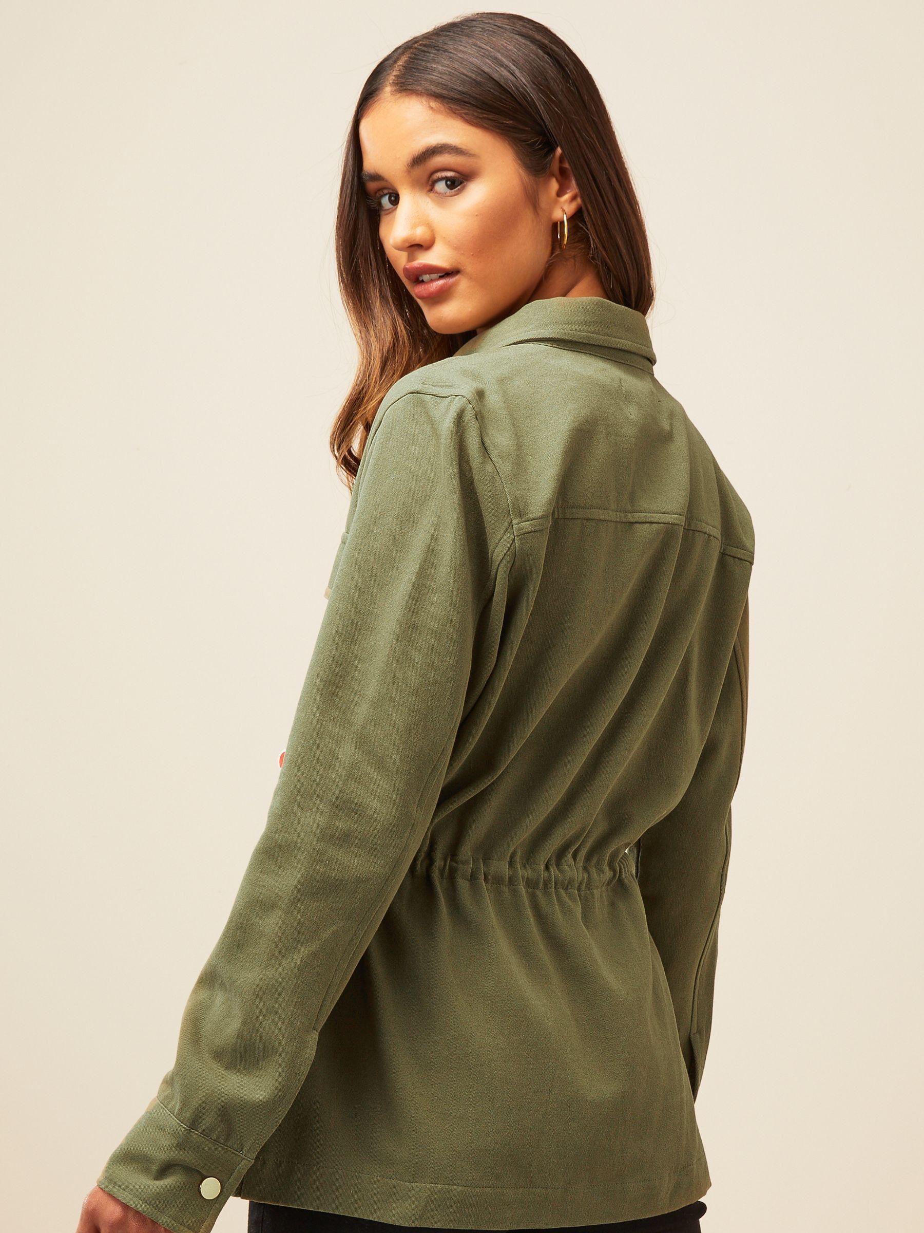 Buy Friends Like These Khaki Green Utility Pocket Button Through Jacket ...