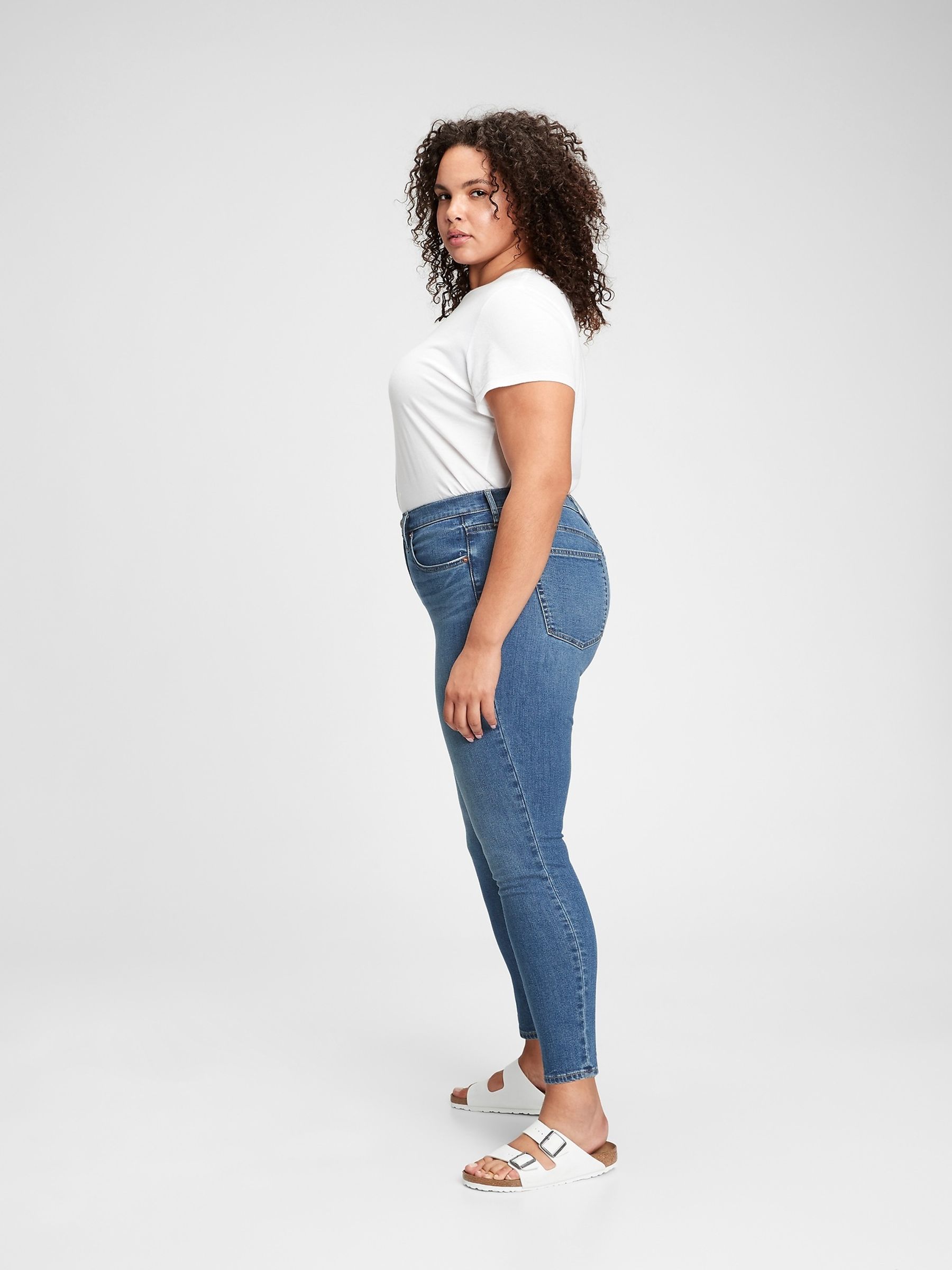 Buy Gap Mid Indigo Blue High Waisted Classic Stretch True Skinny Jeans ...
