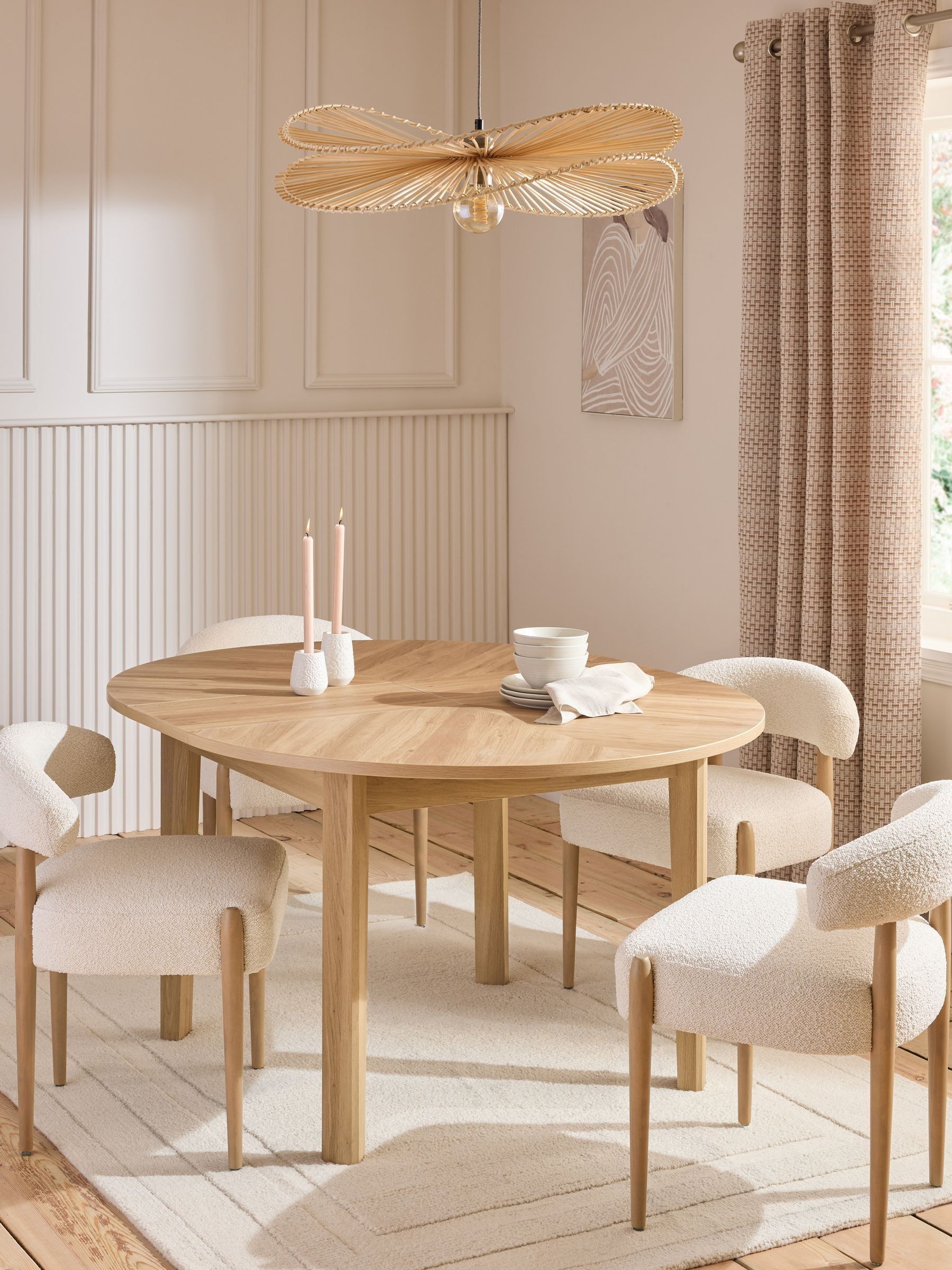 Buy Light Natural Hayford Oak Effect Herringbone 4 to 6 Seater Round ...