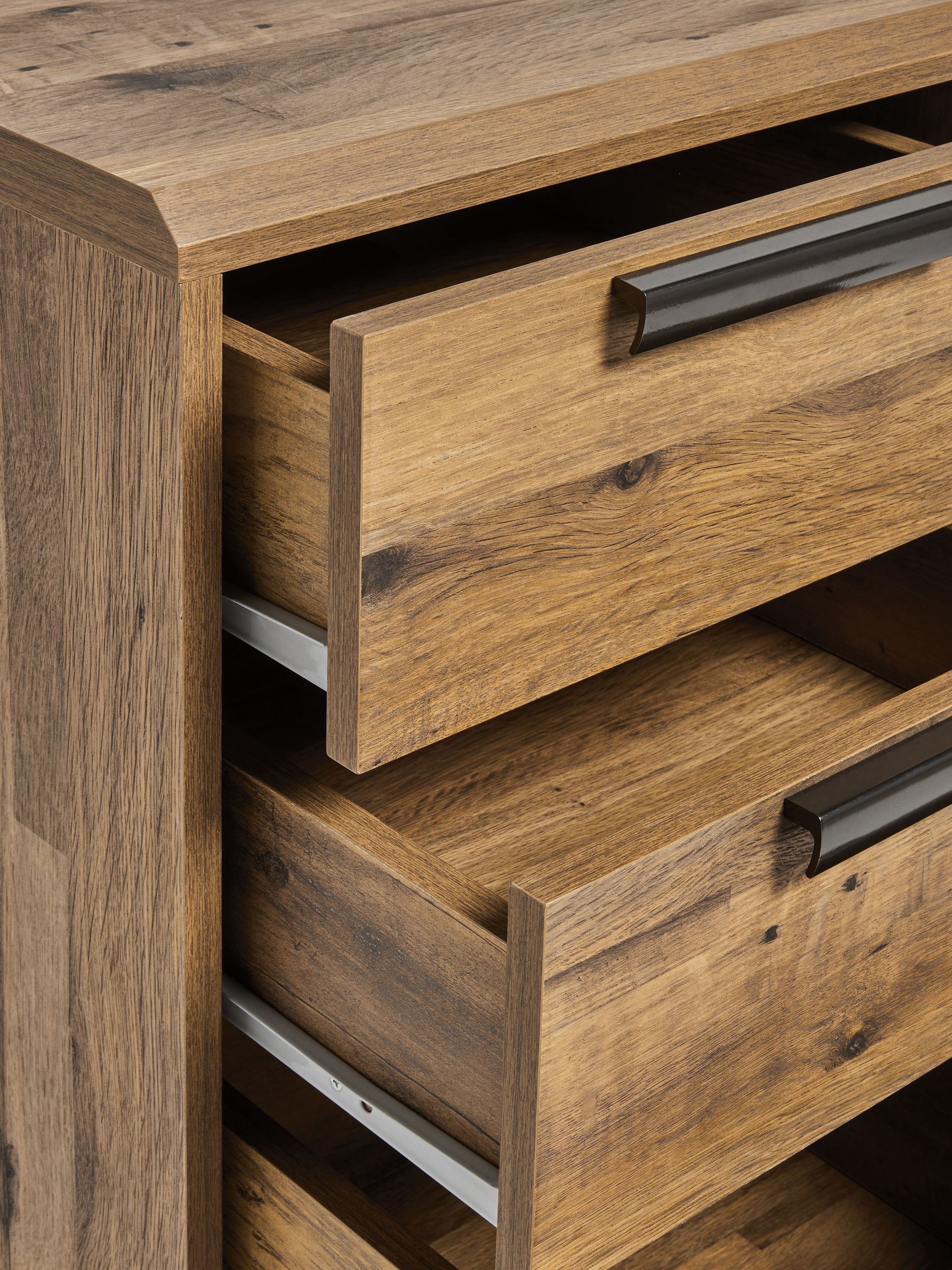 Buy Dark Bronx Oak Effect 3 Drawer Bedside Table from the Next UK ...