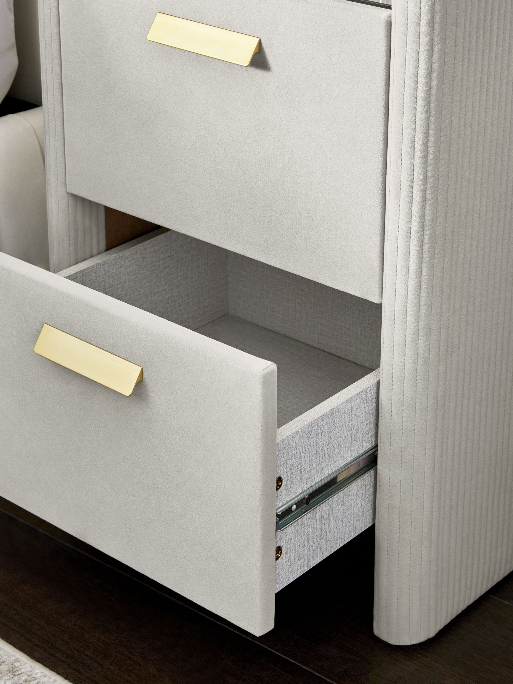 Buy Soft Velvet Light Grey Soft Velvet Scarlett Upholstered Bedside ...