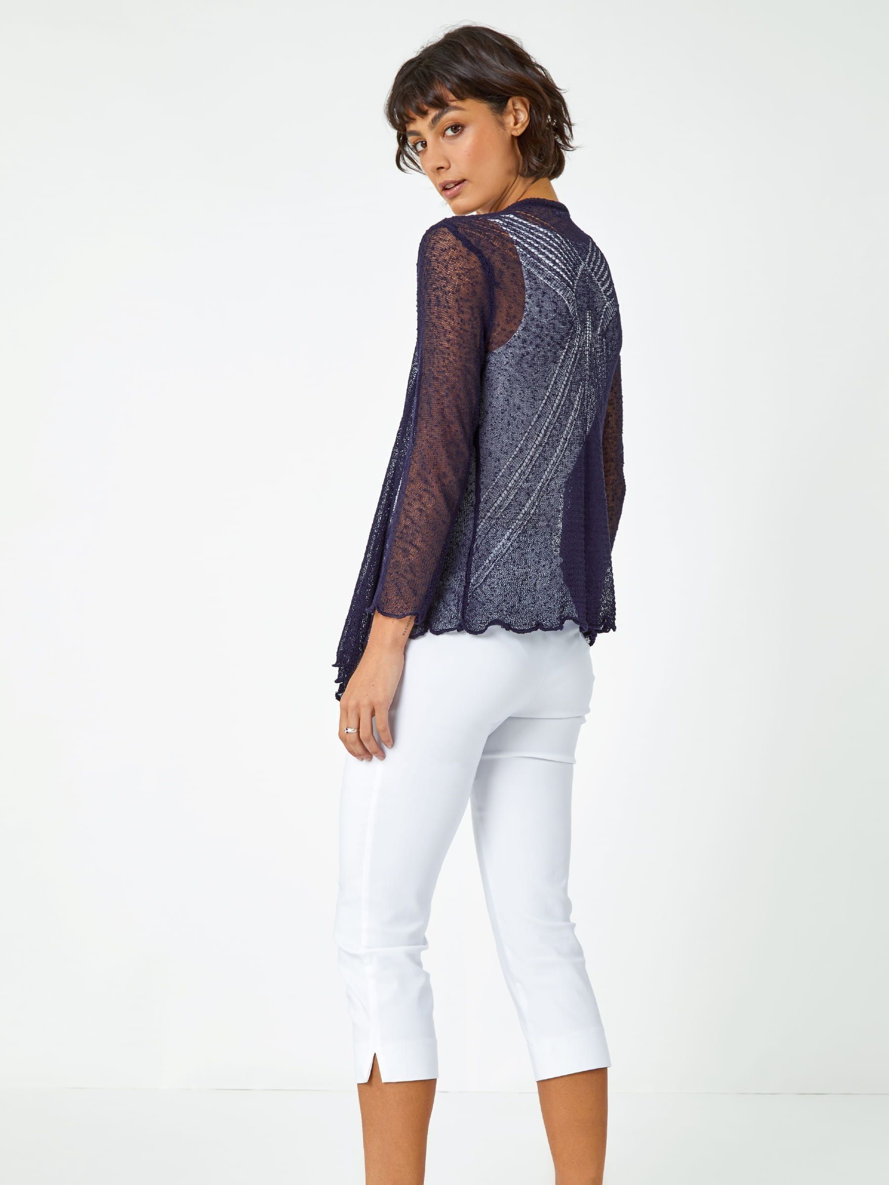 Buy Roman Blue Textured Pointelle Detail Shrug from the Next UK online shop