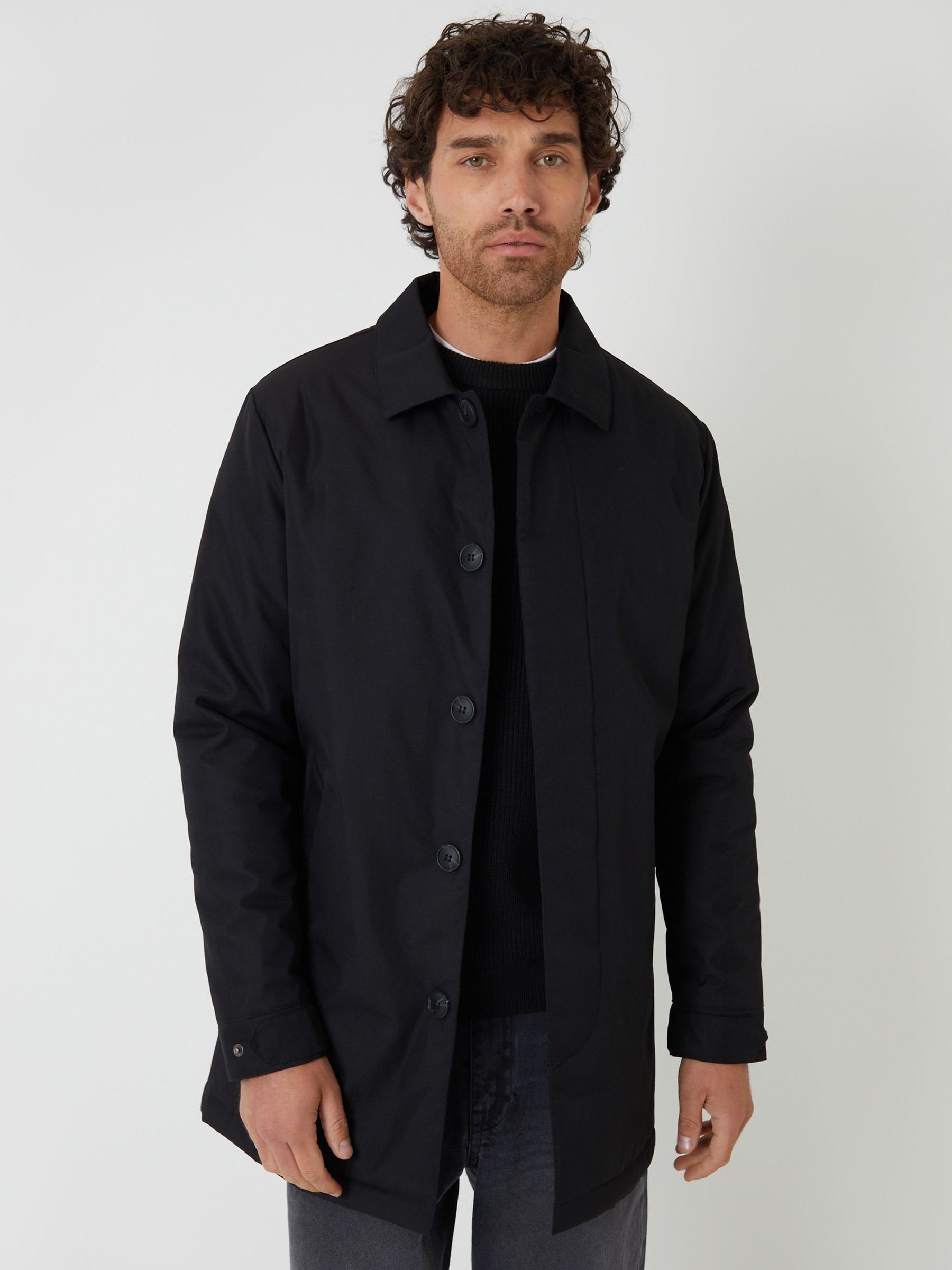 Buy Threadbare Black Showerproof Padded Longline Trench Coat from the ...