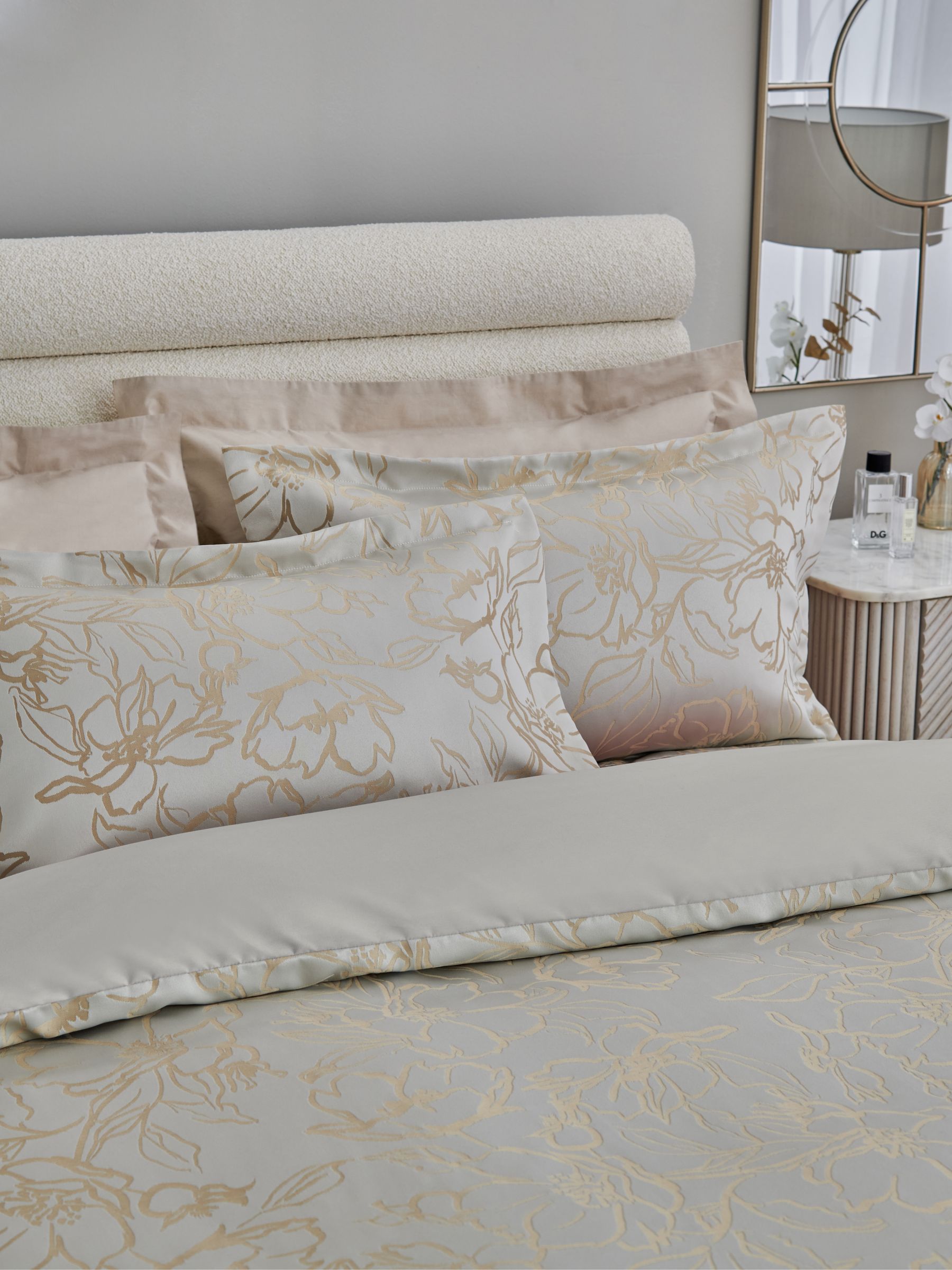 Buy Lipsy Champagne Paige Floral Jacquard Duvet Cover and Pillowcase ...