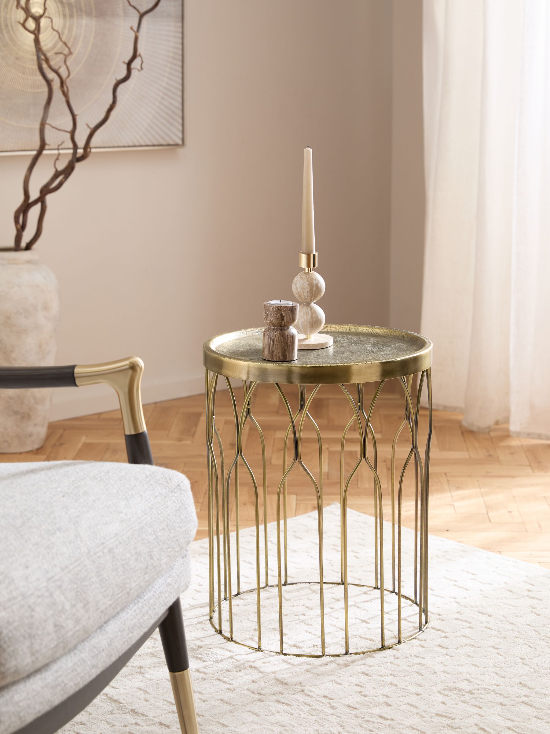 Brass metal side table store