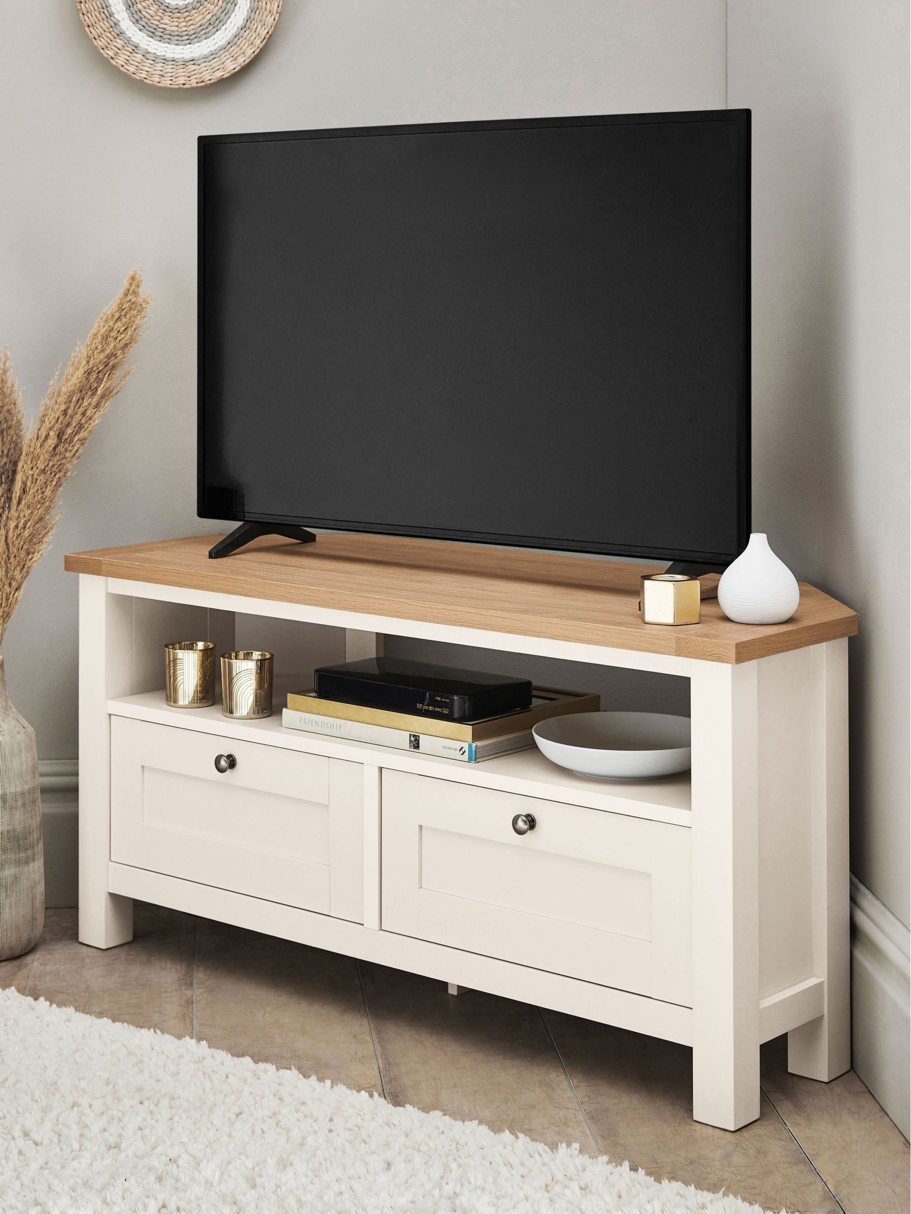 Buy Cream Malvern Oak Effect Up to 46 inch Corner Slim TV Unit from the ...