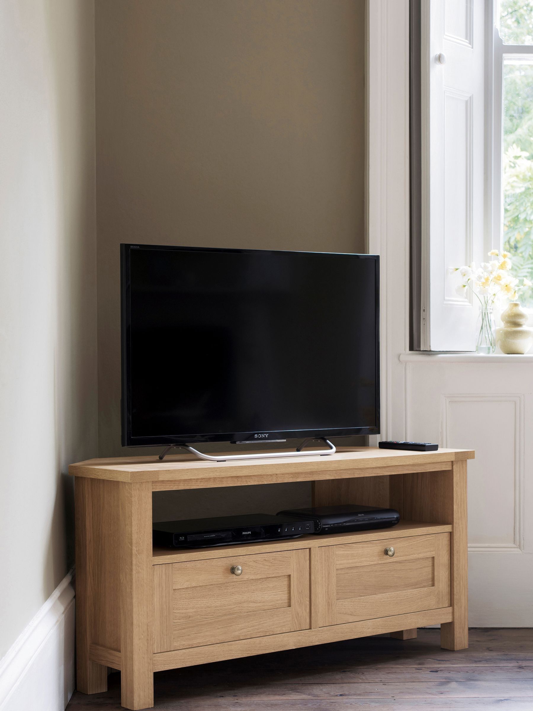 Buy Natural Malvern Oak Effect Up to 46 inch Corner Slim TV Unit from ...