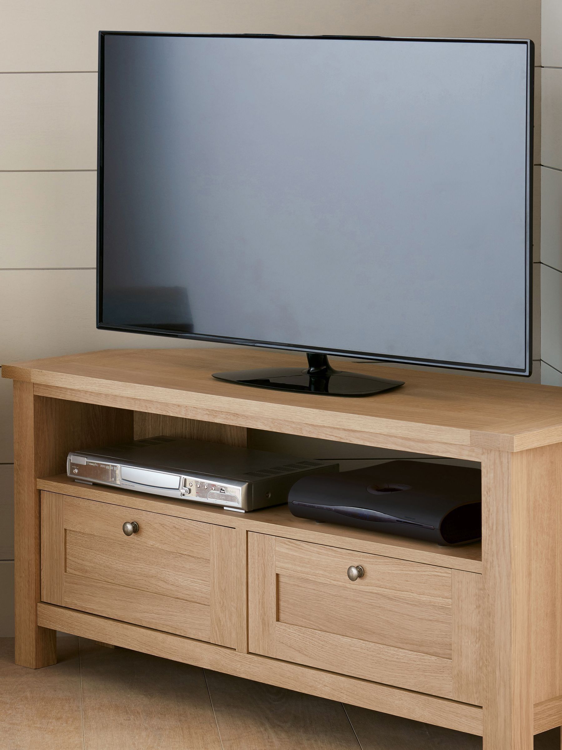 Buy Natural Malvern Oak Effect Up to 46 inch Corner Slim TV Unit from ...