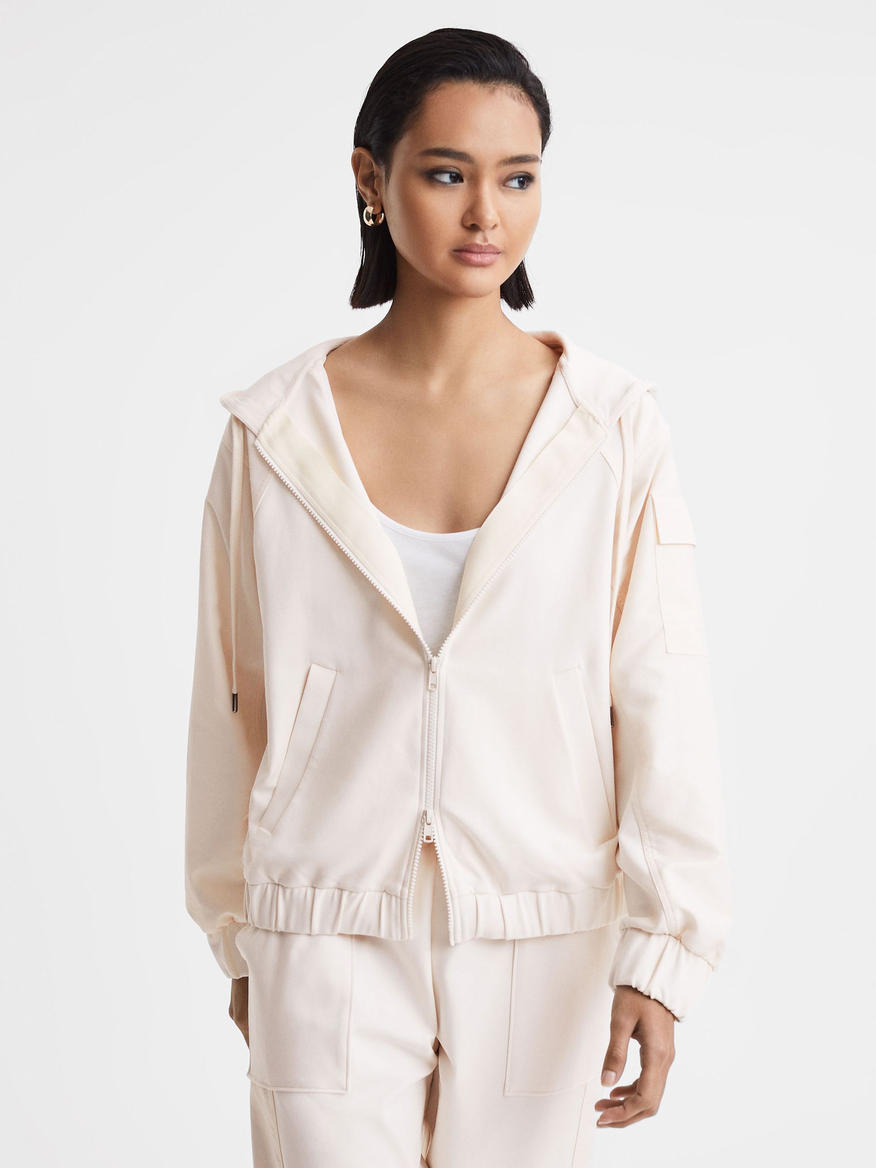 Buy Reiss Cream Maja Cotton Blend Tracksuit Top from the Next UK online ...