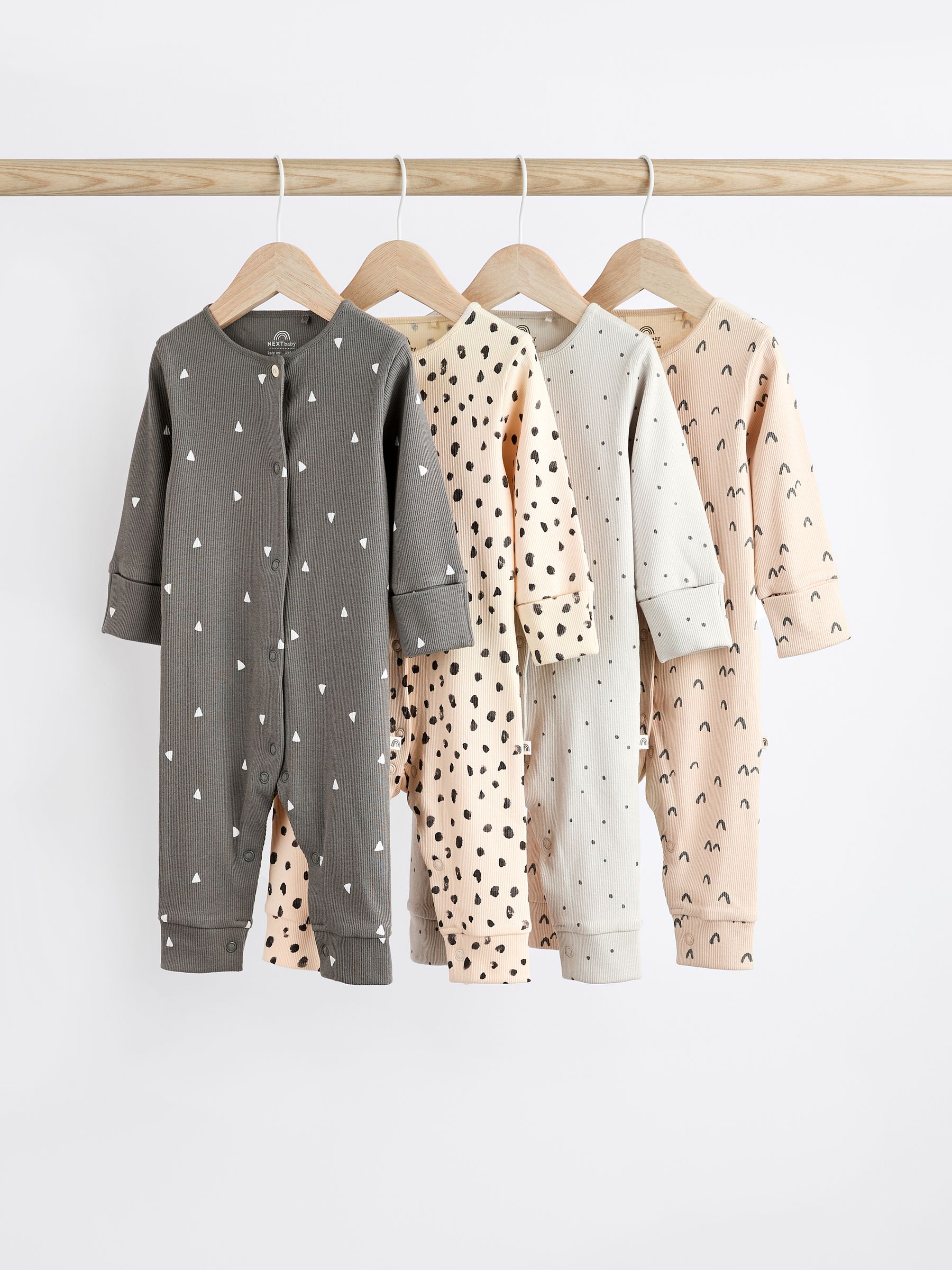 Buy Black/Grey Baby Footless Sleepsuits 4 Pack (0mths-3yrs) from the ...