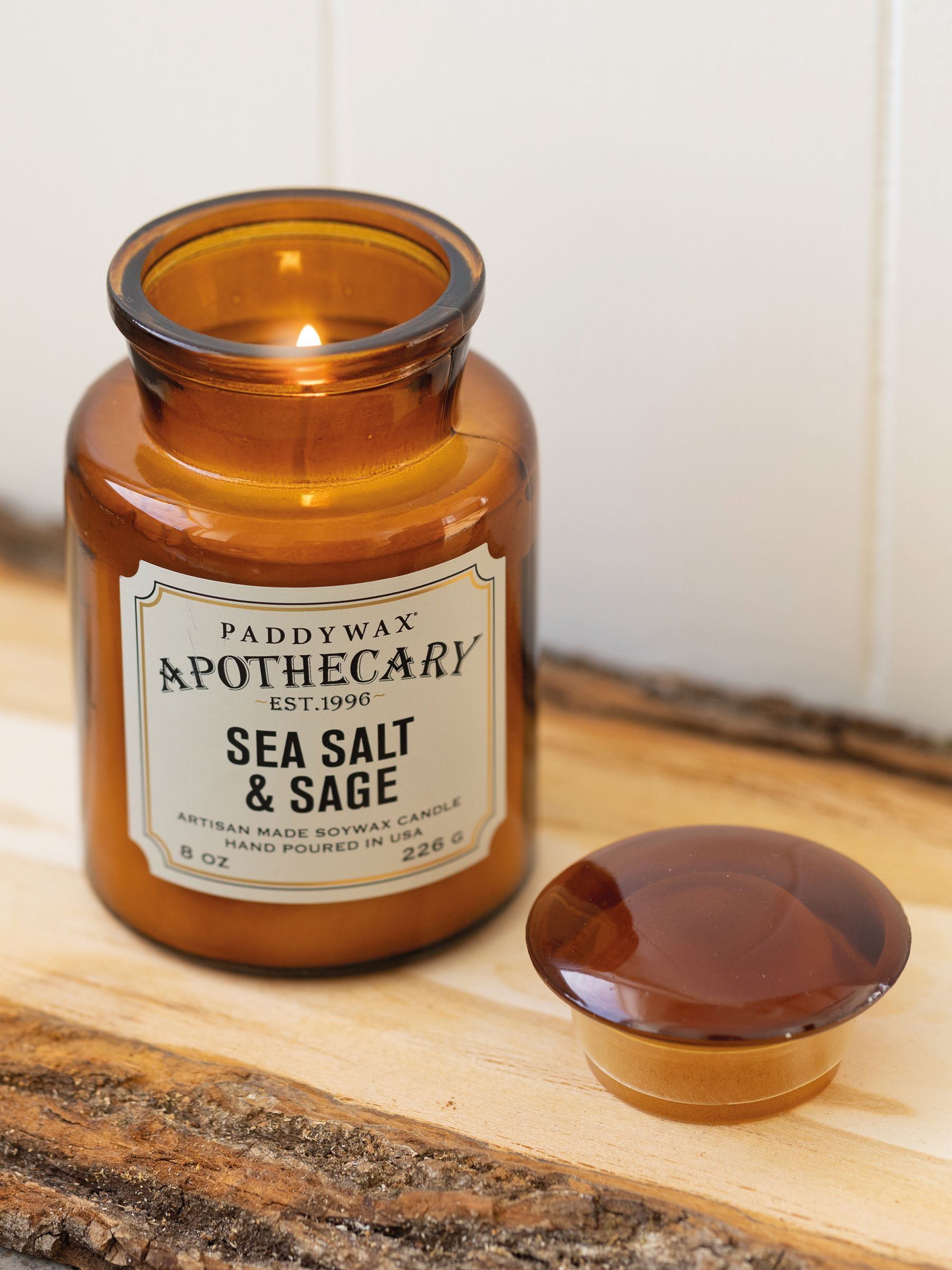 Buy Paddywax Brown Apothecary Sea Salt & Sage 226g Glass Jar Candle ...