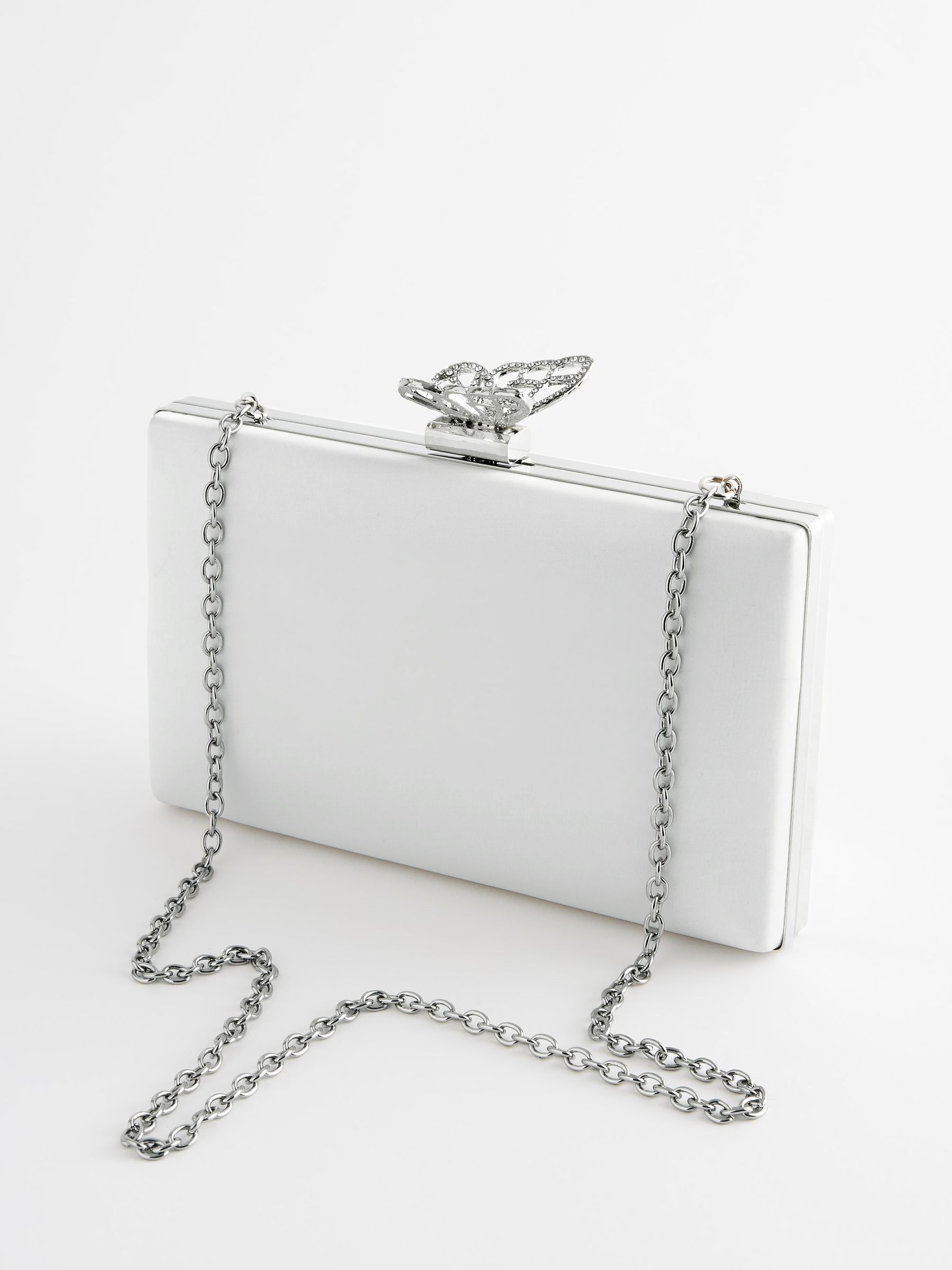Buy White Butterfly Detail Clutch from Next Luxembourg