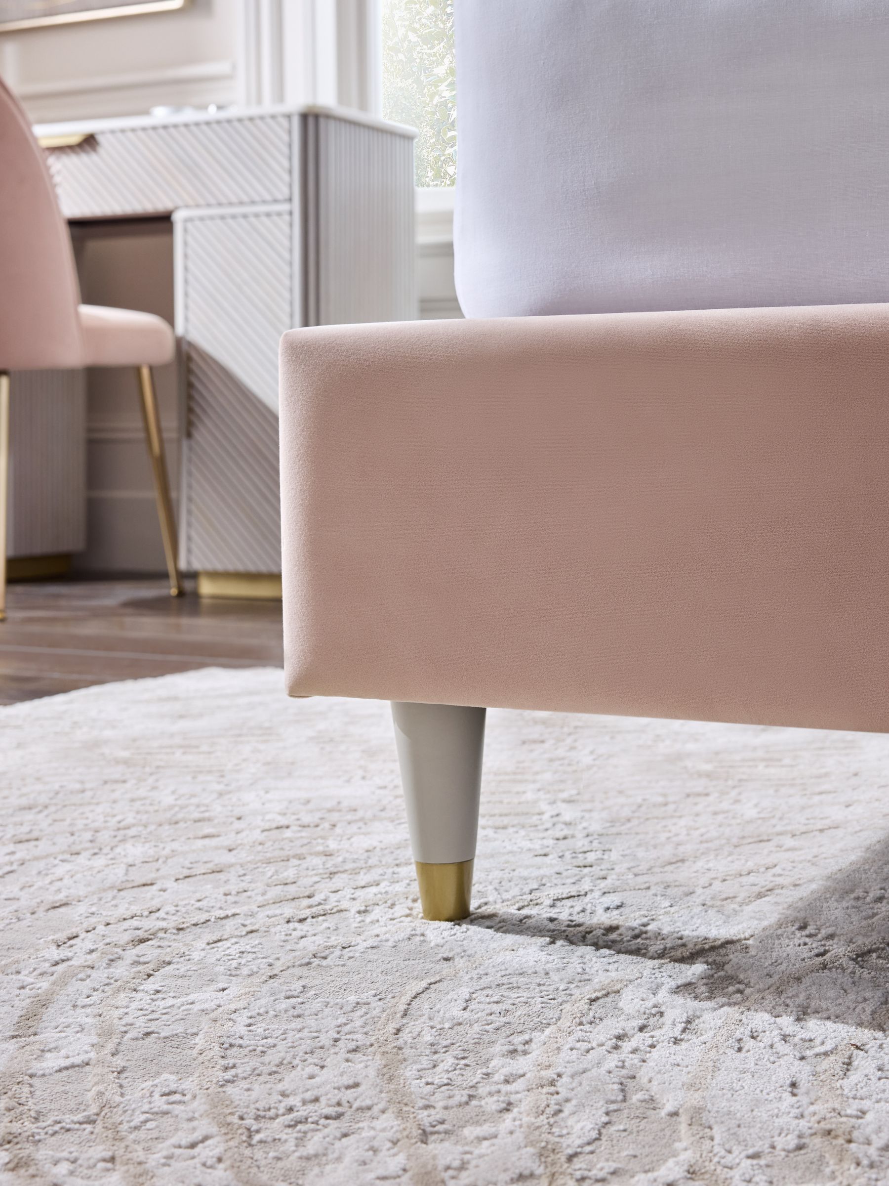 Buy Soft Velvet Blush Pink Valencia Upholstered Bed Frame from the Next ...