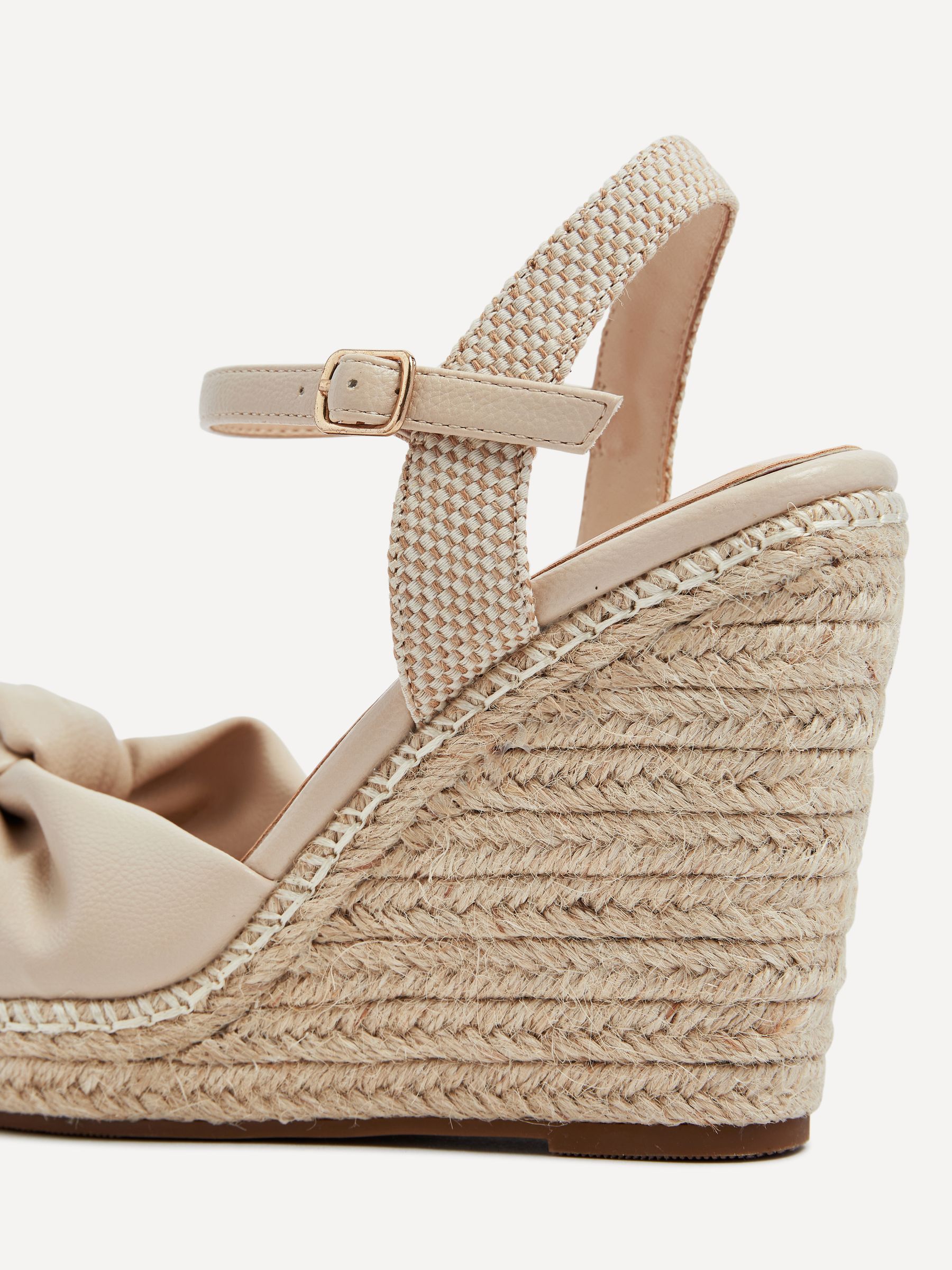 Buy Linzi Cream Rio Rope Platform Espadrille Wedges With Knotted Front ...