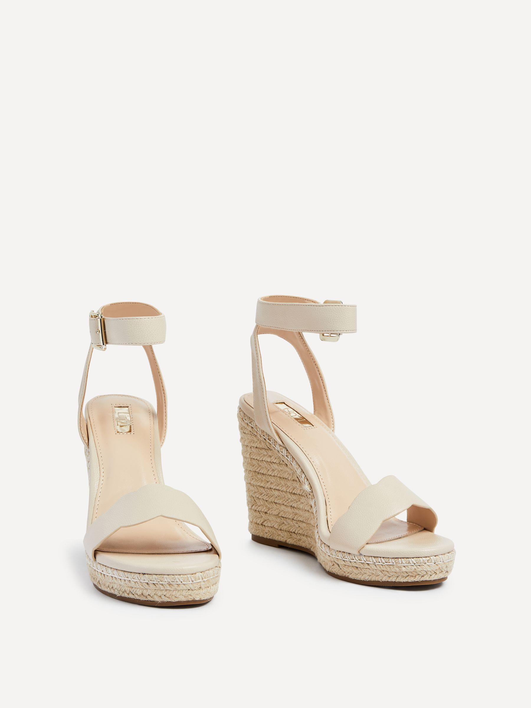 Buy Linzi Cream Italy Rope Platform Wedges With Scalloped Edging from ...