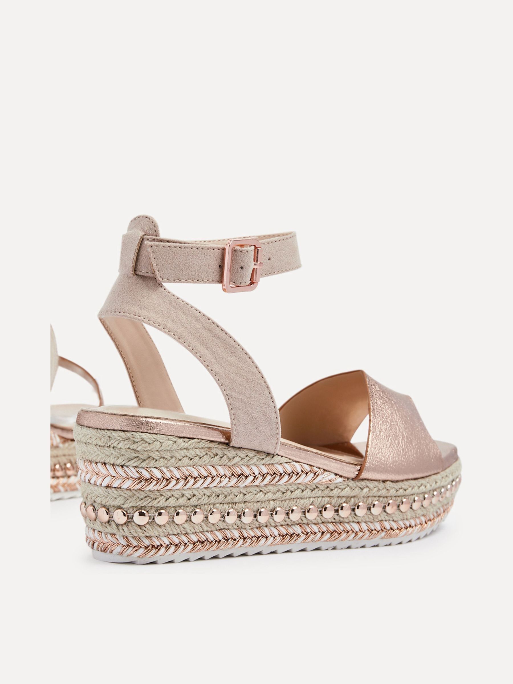 Buy Linzi Gold Disco Espadrille Inspired Wedges With Trim Detail from ...