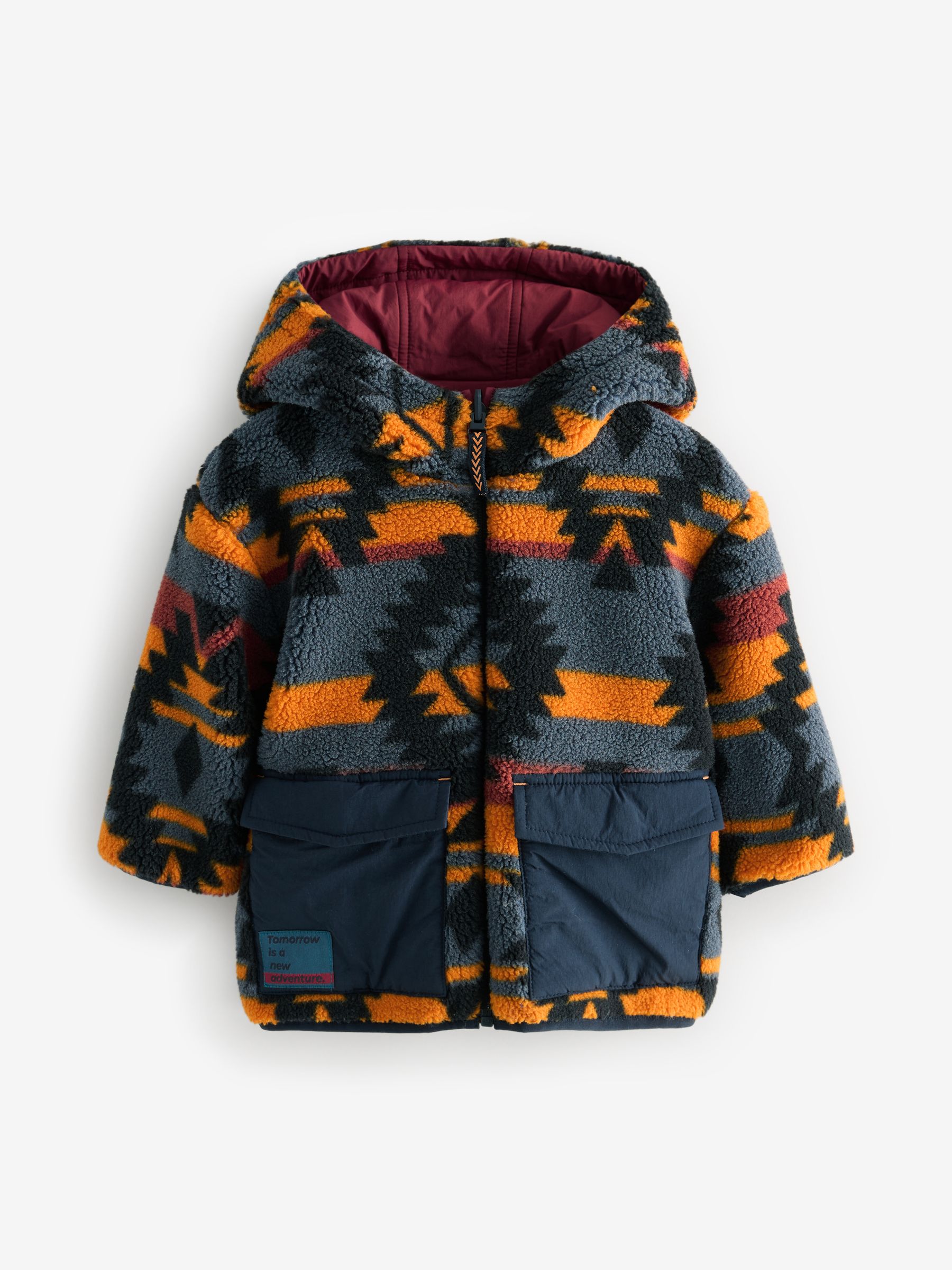 Buy Burgundy Red Reversible Borg Jacket (3mths-7yrs) from the Next UK ...