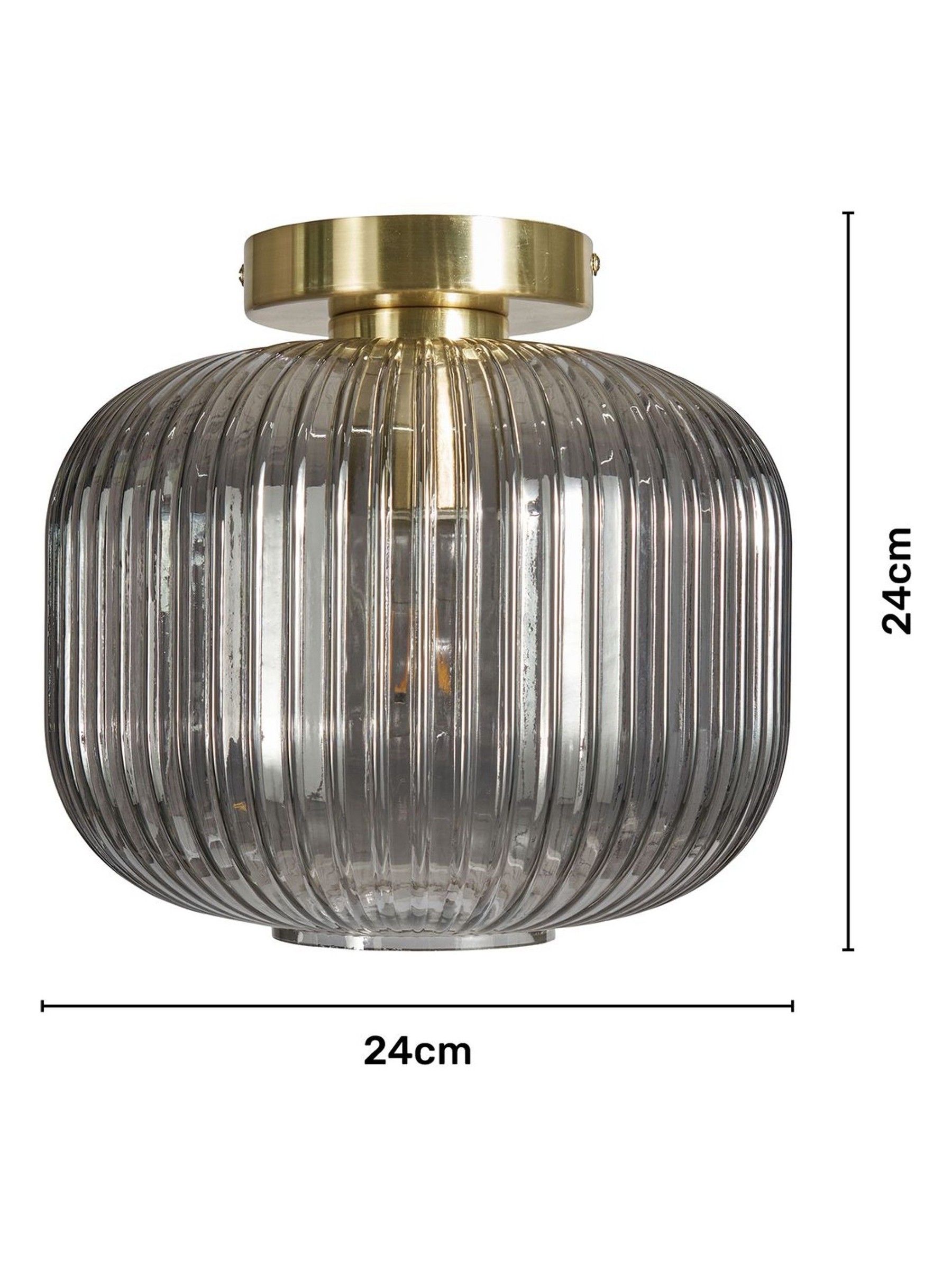 Buy BHS Satin Brass Lyna Smoke Glass Flush Ceiling Fitting Ceiling ...