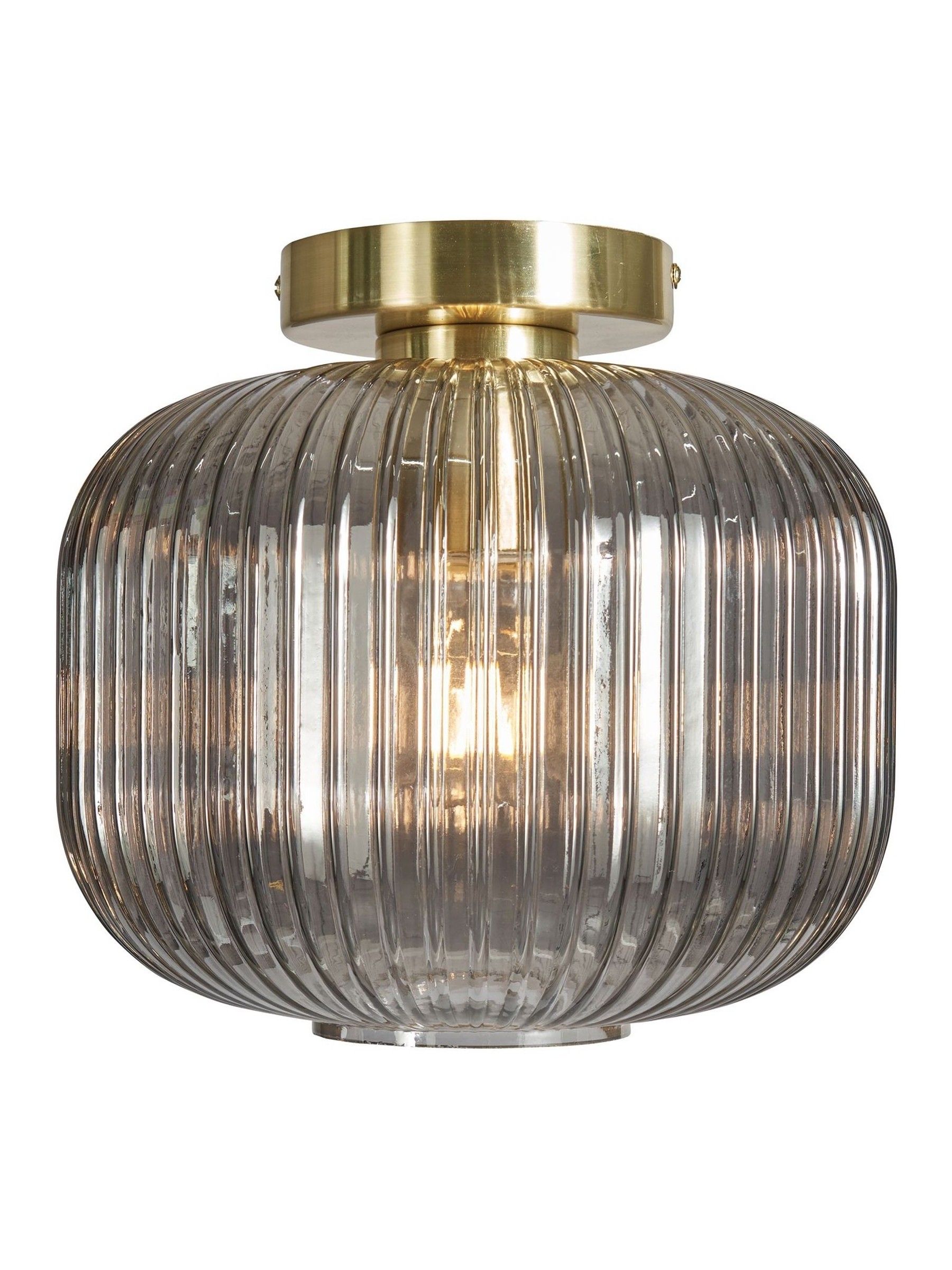 Buy BHS Satin Brass Lyna Smoke Glass Flush Ceiling Fitting Ceiling ...