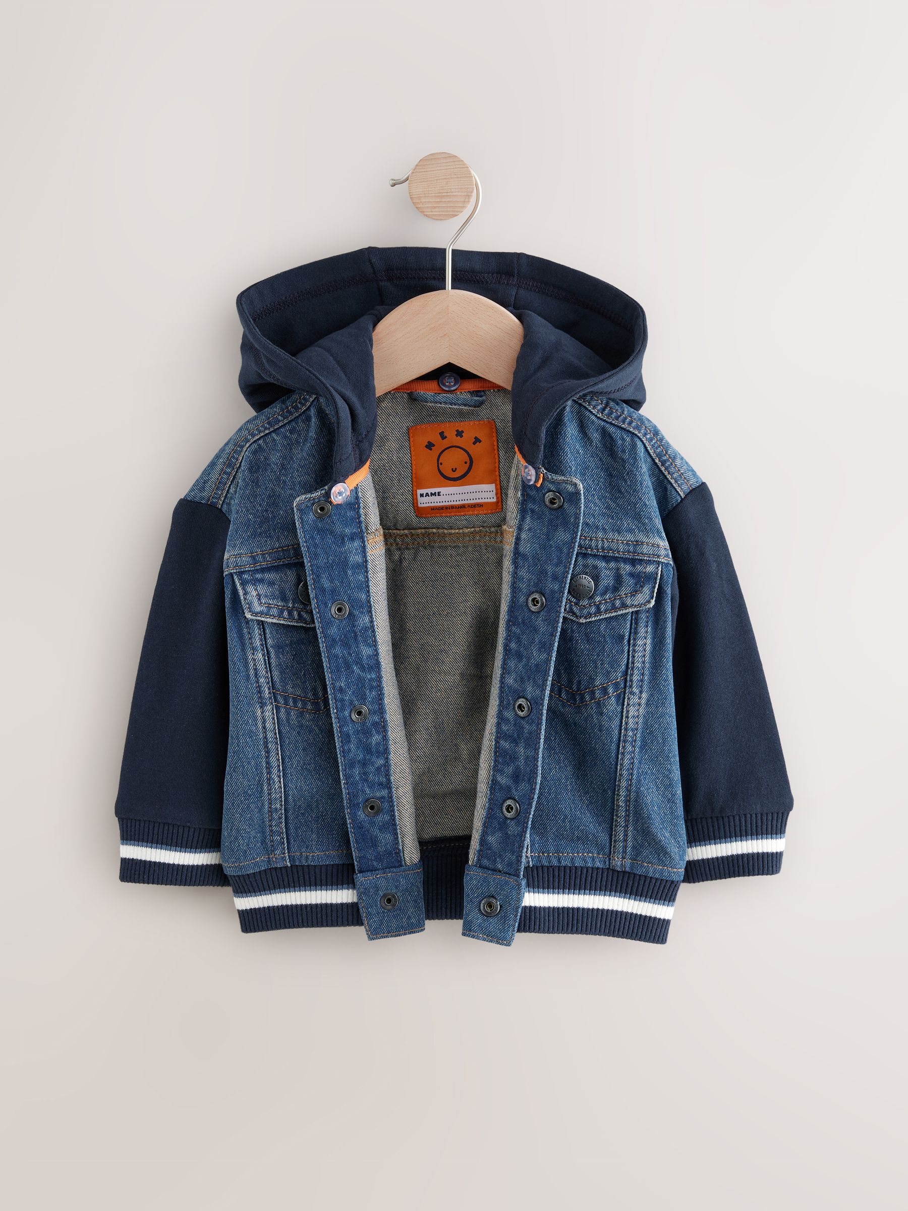 Buy Navy 100% Cotton Denim Hooded Jacket (3mths-10yrs) from the Next UK ...