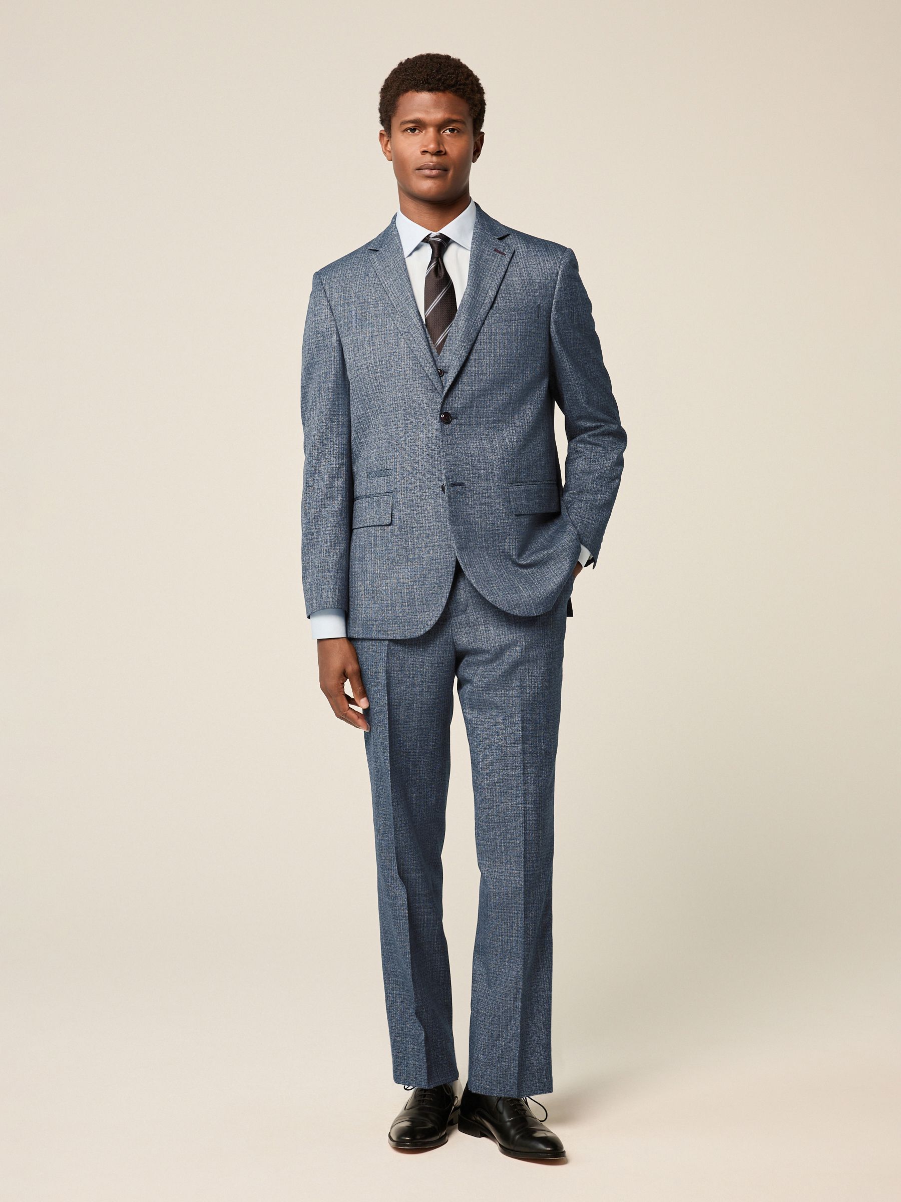 Buy Blue Regular Fit Trimmed Textured Suit Jacket from Next Japan