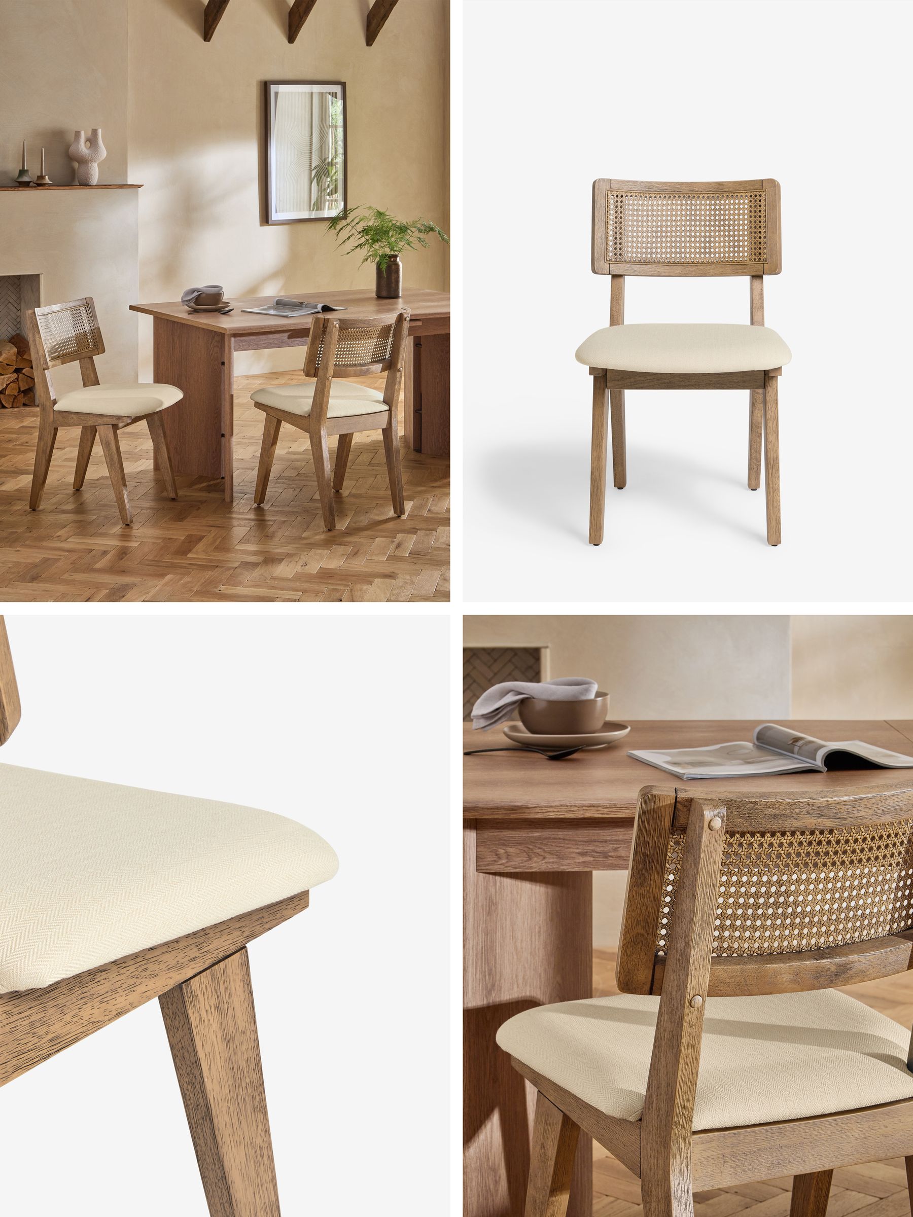 Buy Set of 2 Contemporary Tweed Linen Natural Mid Wood Leg Abel Dining ...