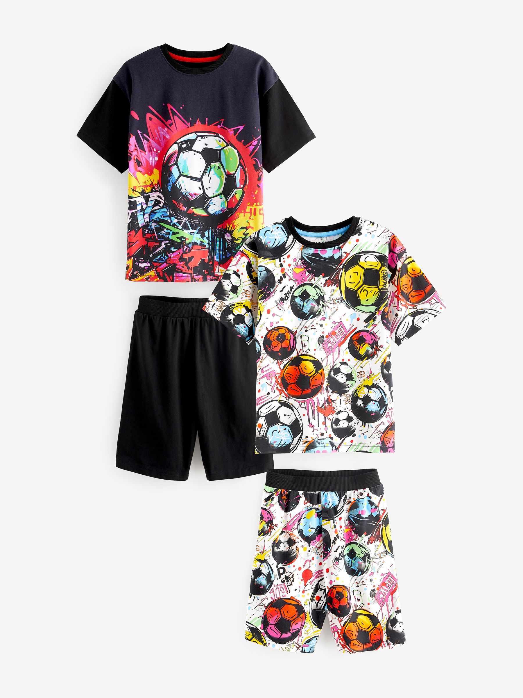Buy Black/Pink Football Short Pyjamas 2 Pack (3-16yrs) from the Next UK ...