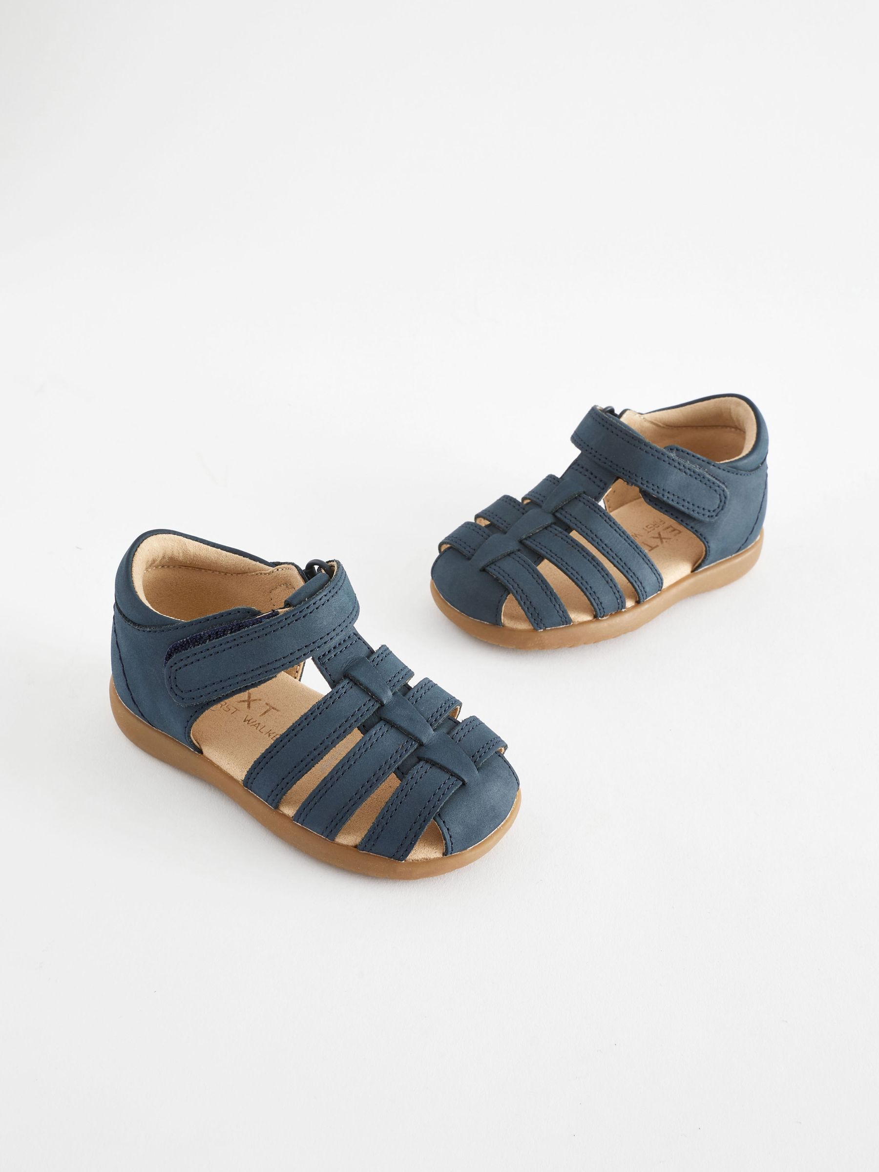 Buy Navy Standard Fit (F) Baby Touch Fastening Leather First Walker ...