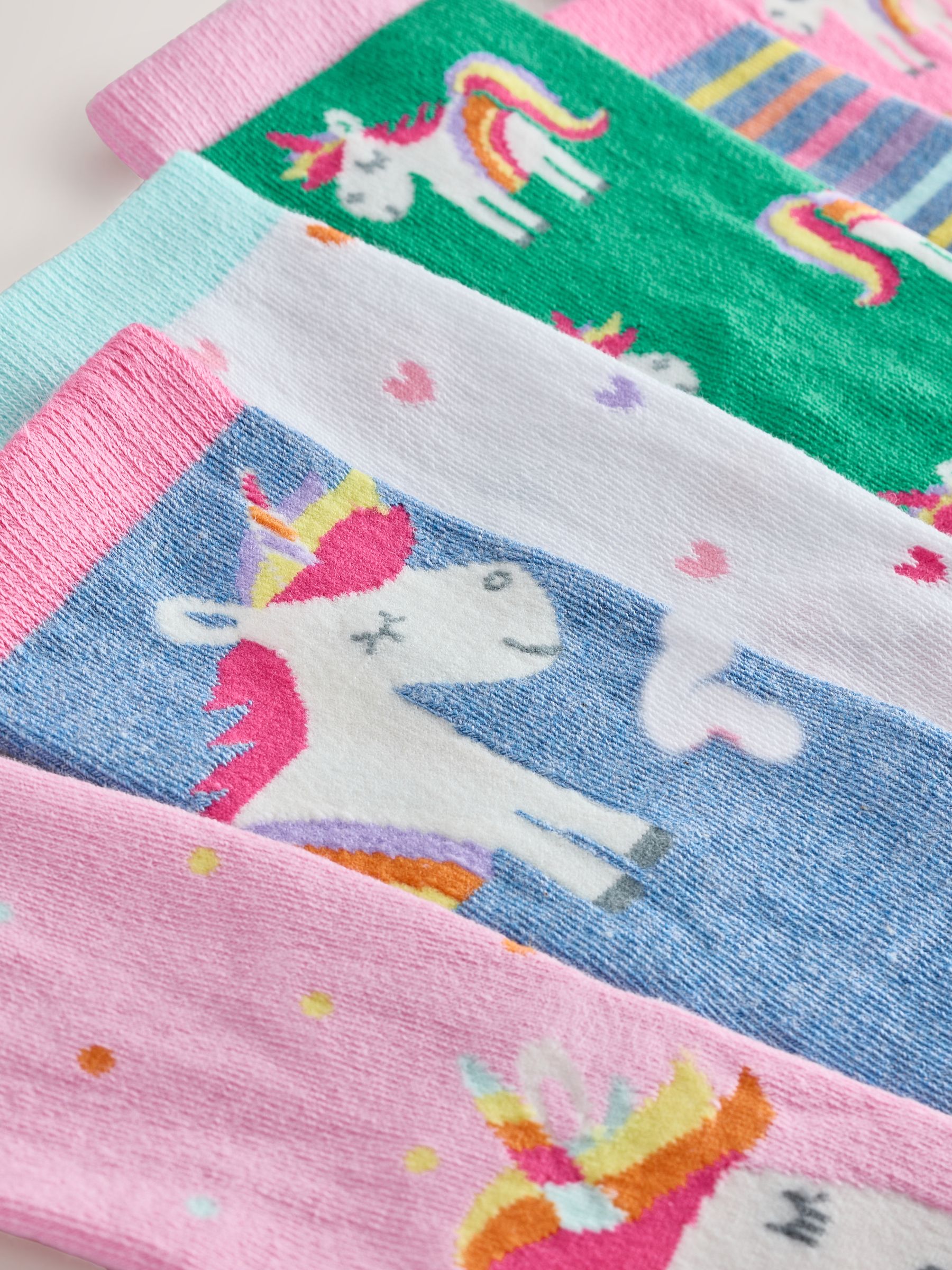 Buy Pink, Green and blue 7 Pack Cotton Rich Unicorn Ankle Socks from ...