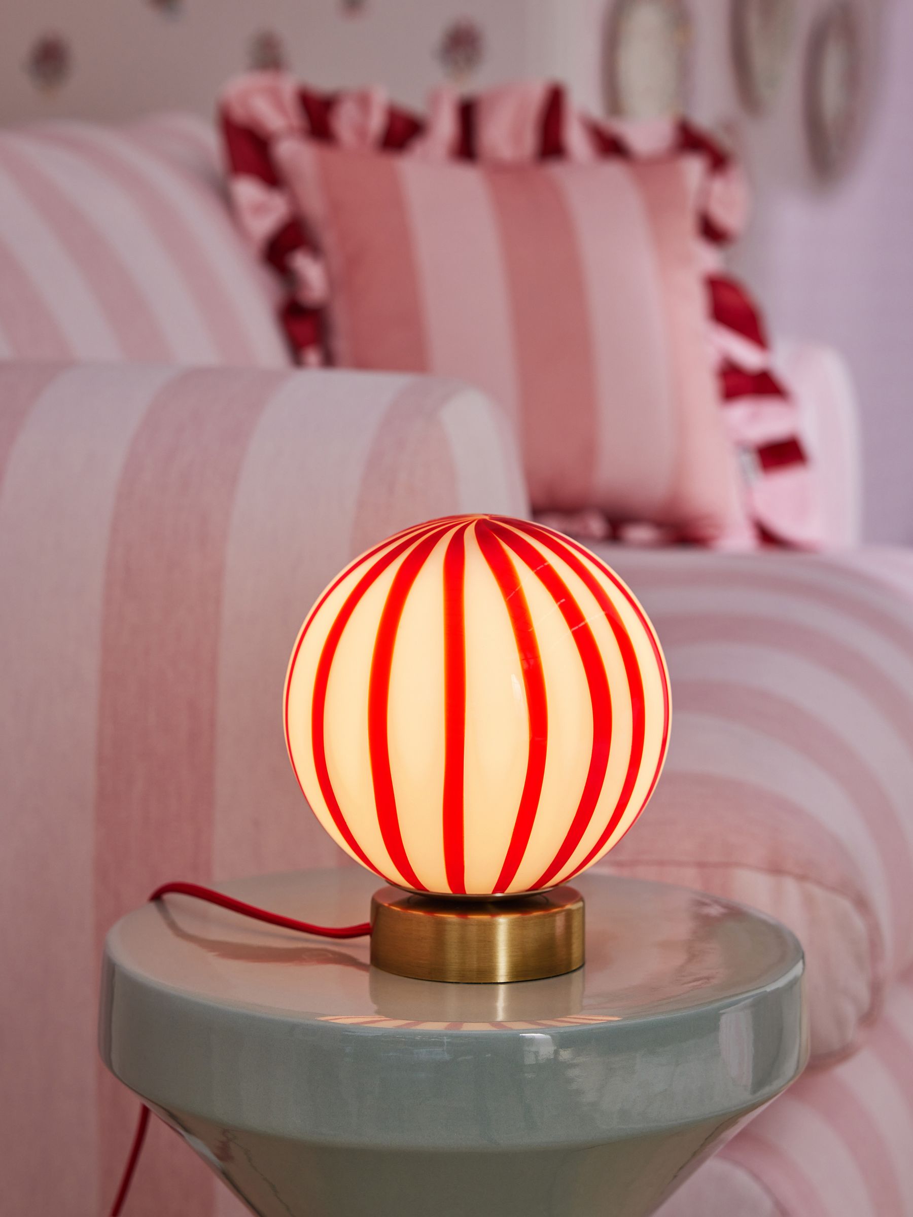 Buy Cath Kidston Red/White Glass Marble Table Lamp from the Next UK ...