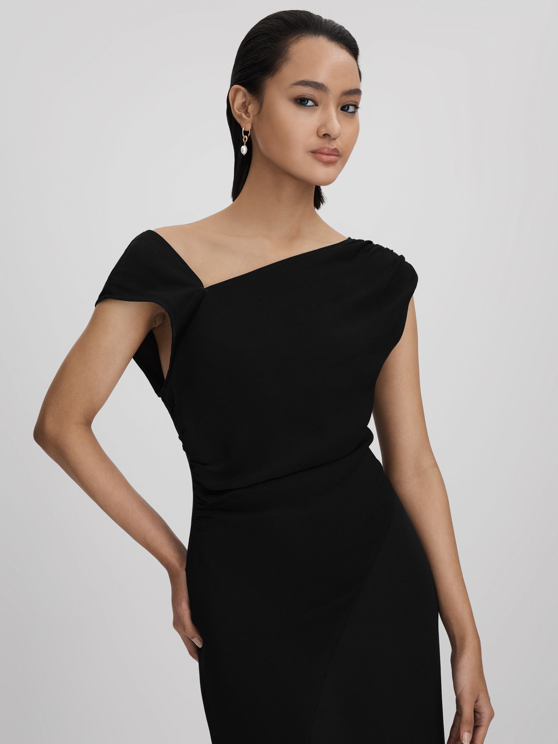 Buy Reiss Black Miller Asymmetric Bodycon Midi Dress from the Next UK ...