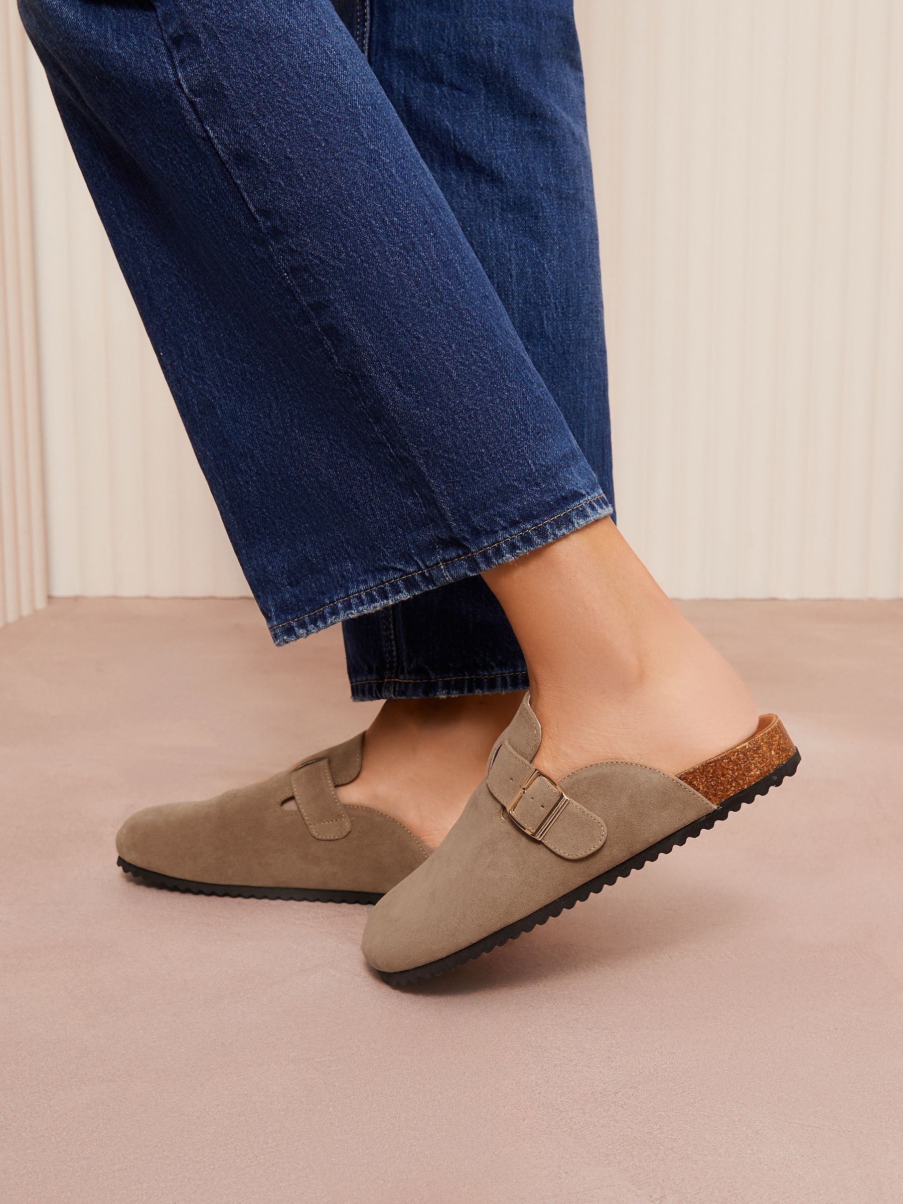 Buy Friends Like These Brown Standard Fit Buckle Faux Suede Comfort ...