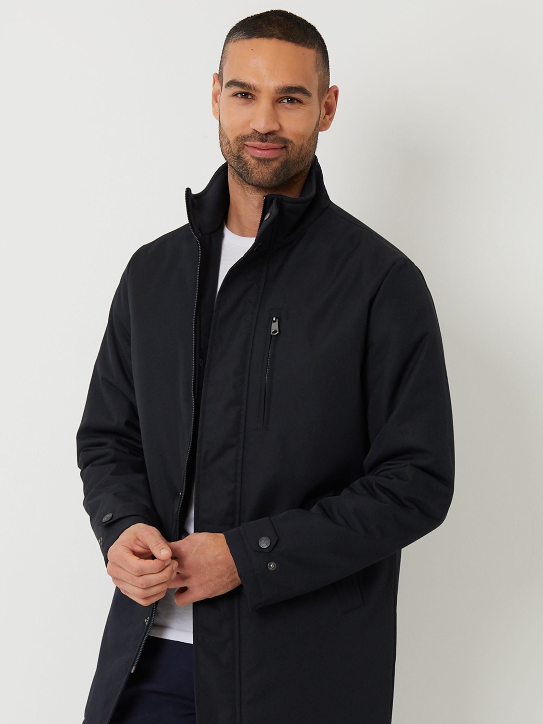 Buy Threadbare Black Dark Showerproof Funnel Neck Lightweight Coat from ...