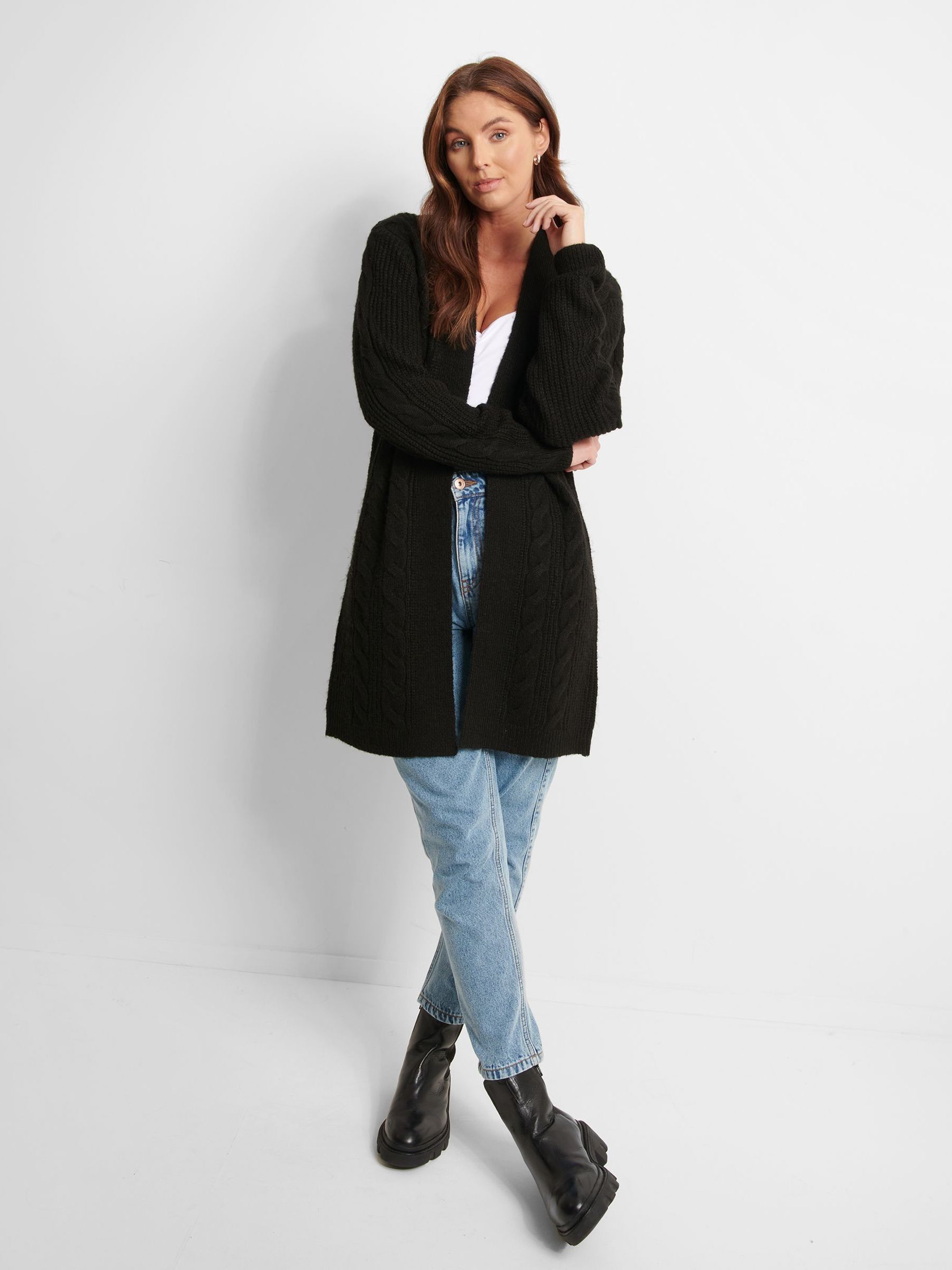 Buy Threadbare Black Cable Knit Cardigan from the Next UK online shop