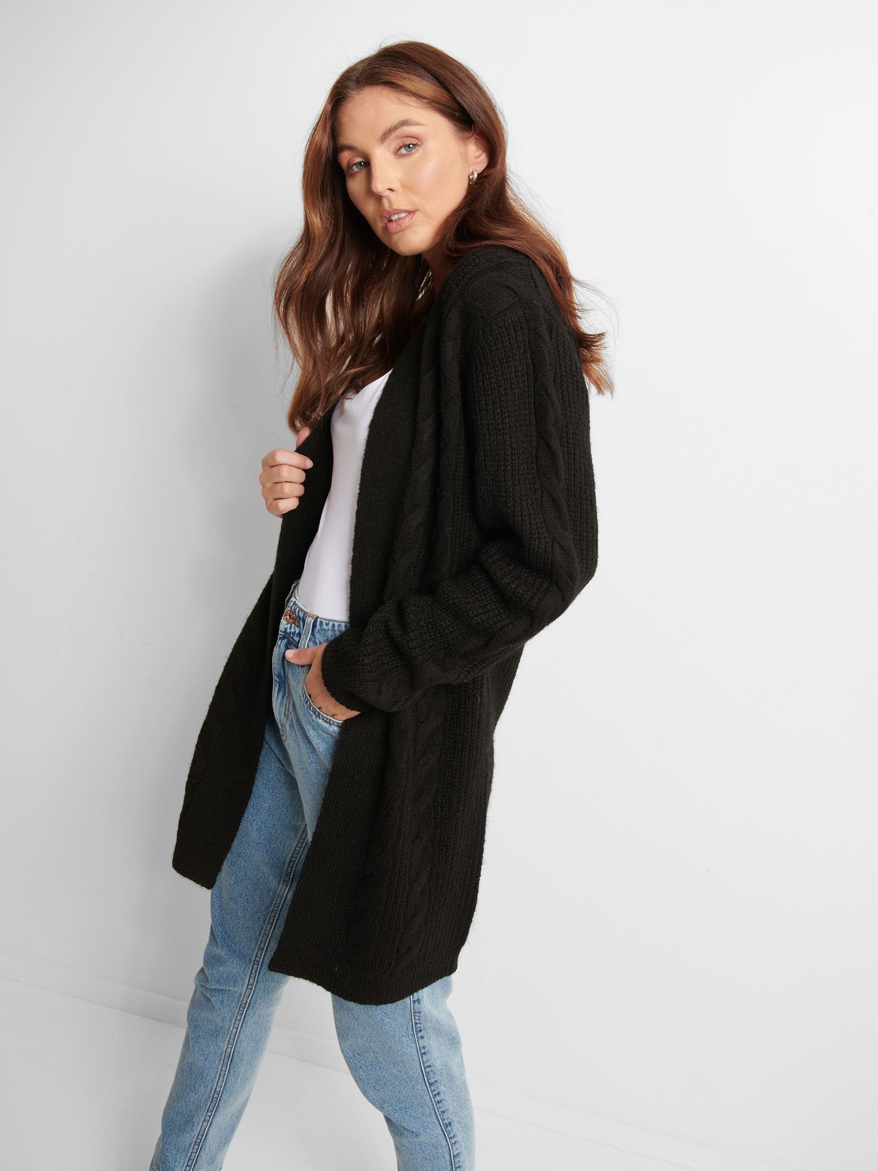 Buy Threadbare Black Cable Knit Cardigan from the Next UK online shop