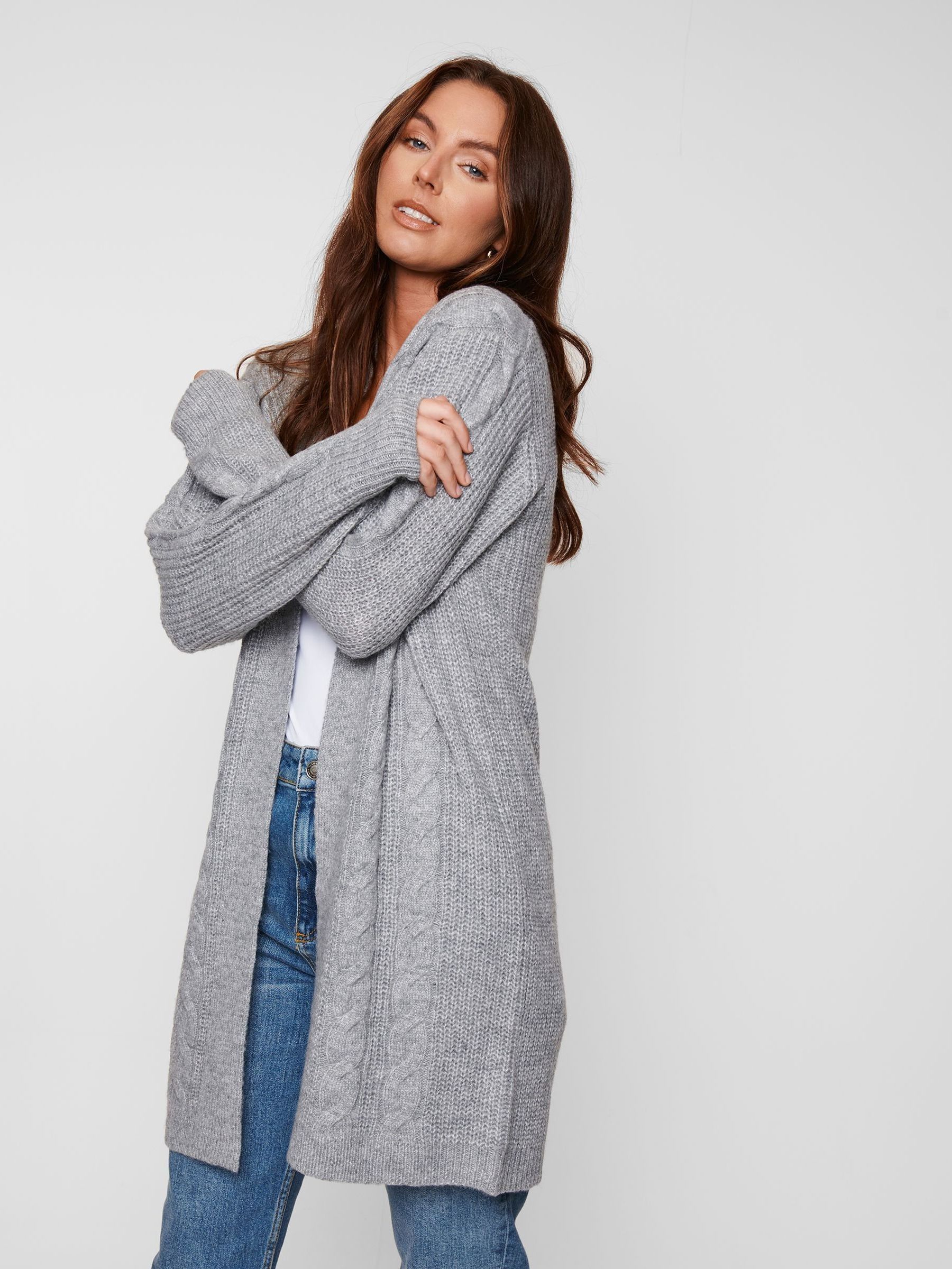 Buy Threadbare Grey Cable Knit Cardigan from the Next UK online shop