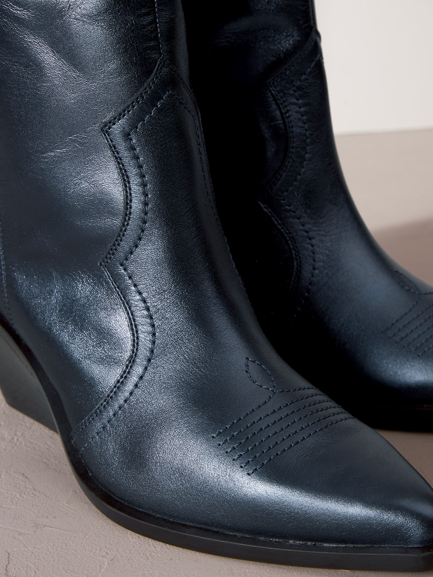 Buy Navy Metallic Signature Leather Forever Comfort® Western Cowboy ...