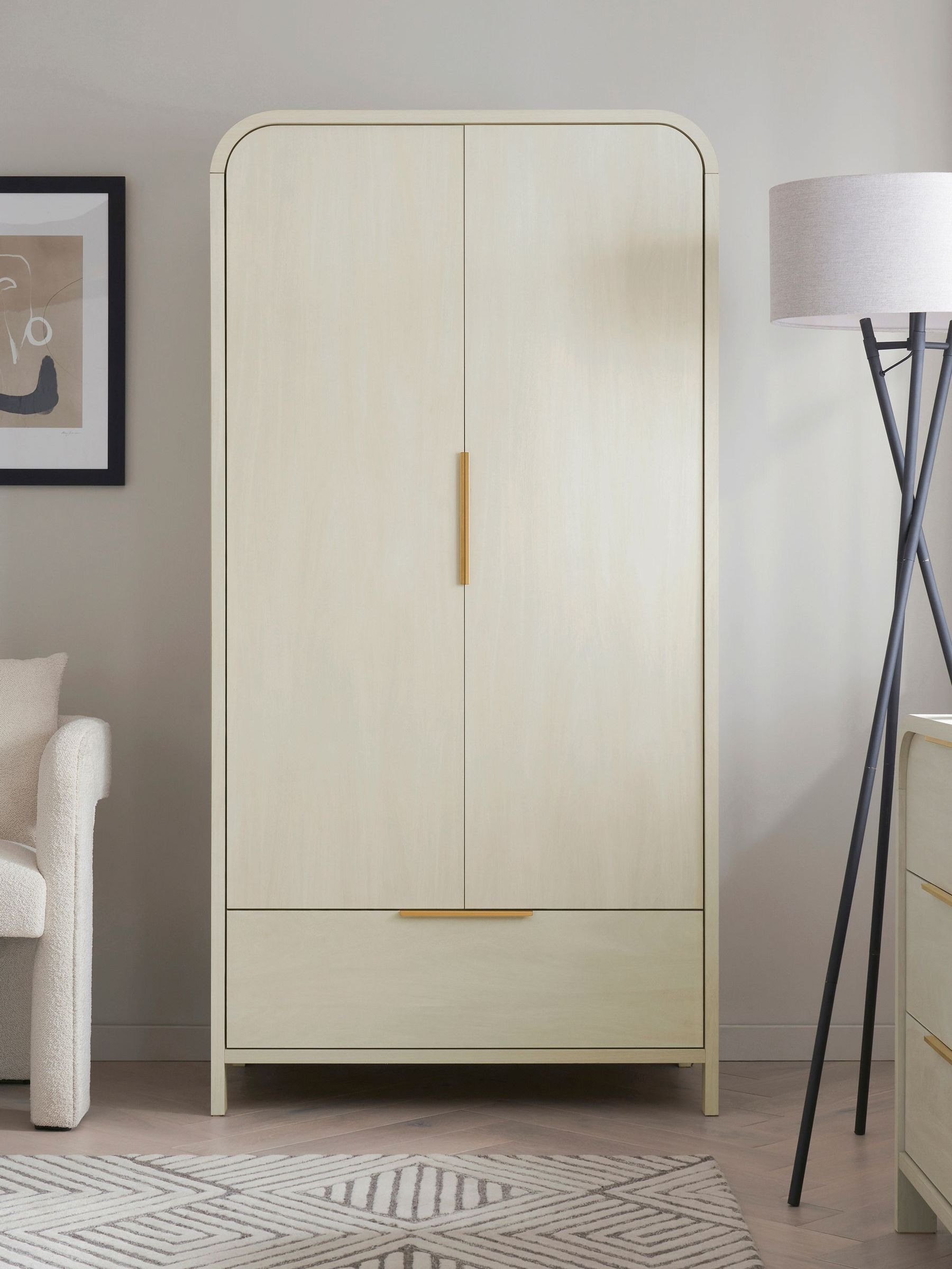 Buy Light Natural Mia Oak Effect Double, 1 Drawer Wardrobe from the ...