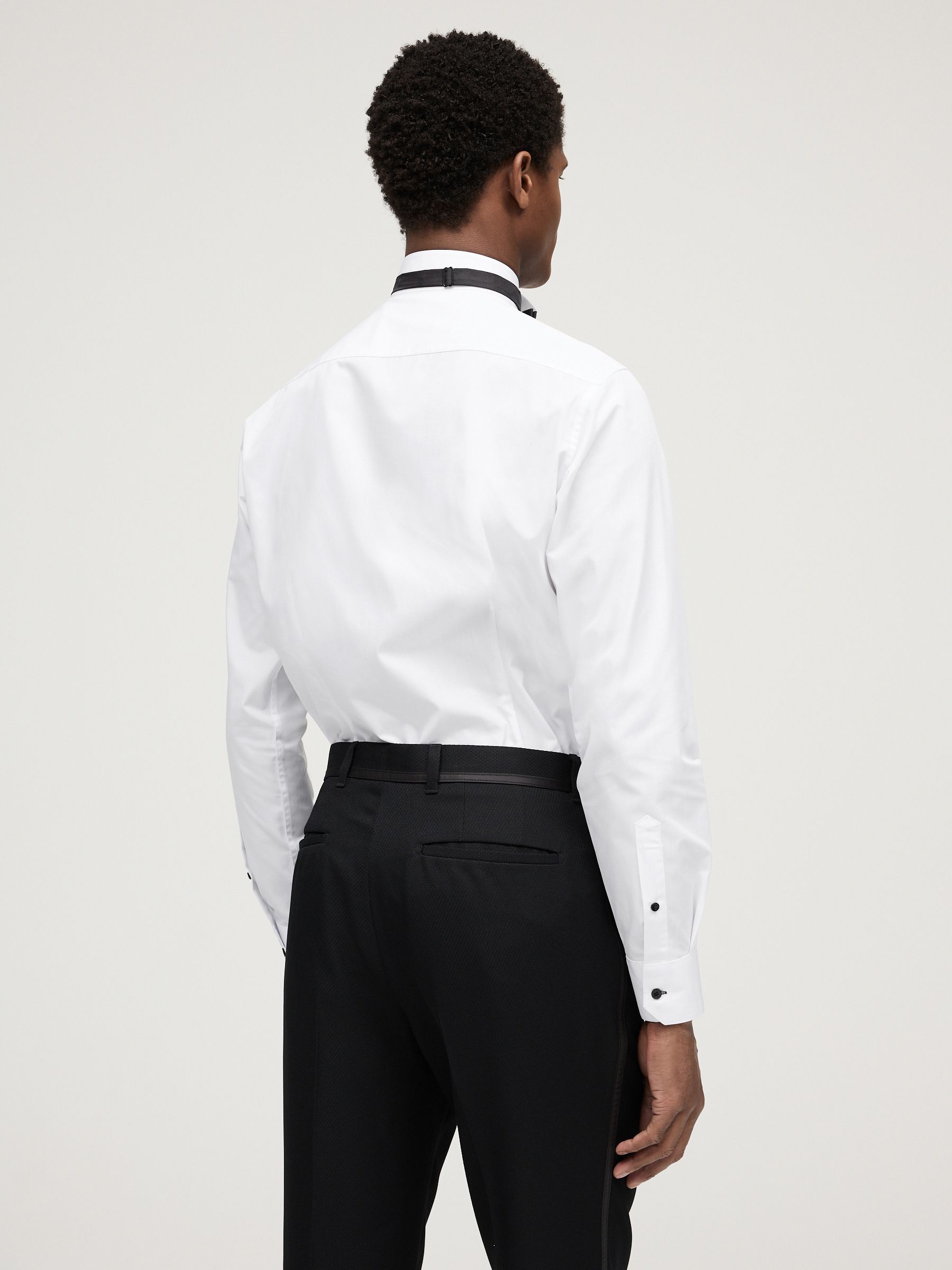 Buy White/Black Slim Fit Single Cuff Shirt And Bow Tie Pack from the ...