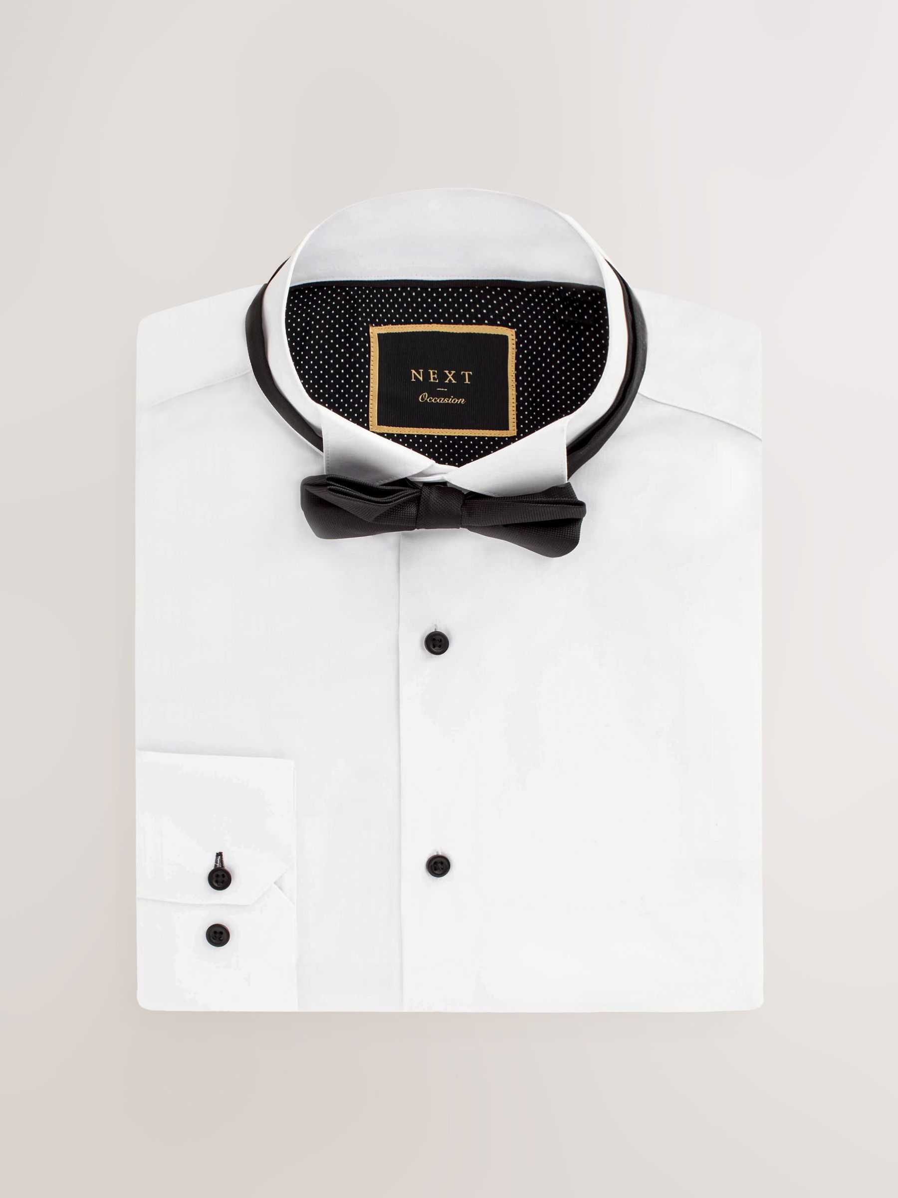Buy White/Black Slim Fit Single Cuff Shirt And Bow Tie Pack from the ...