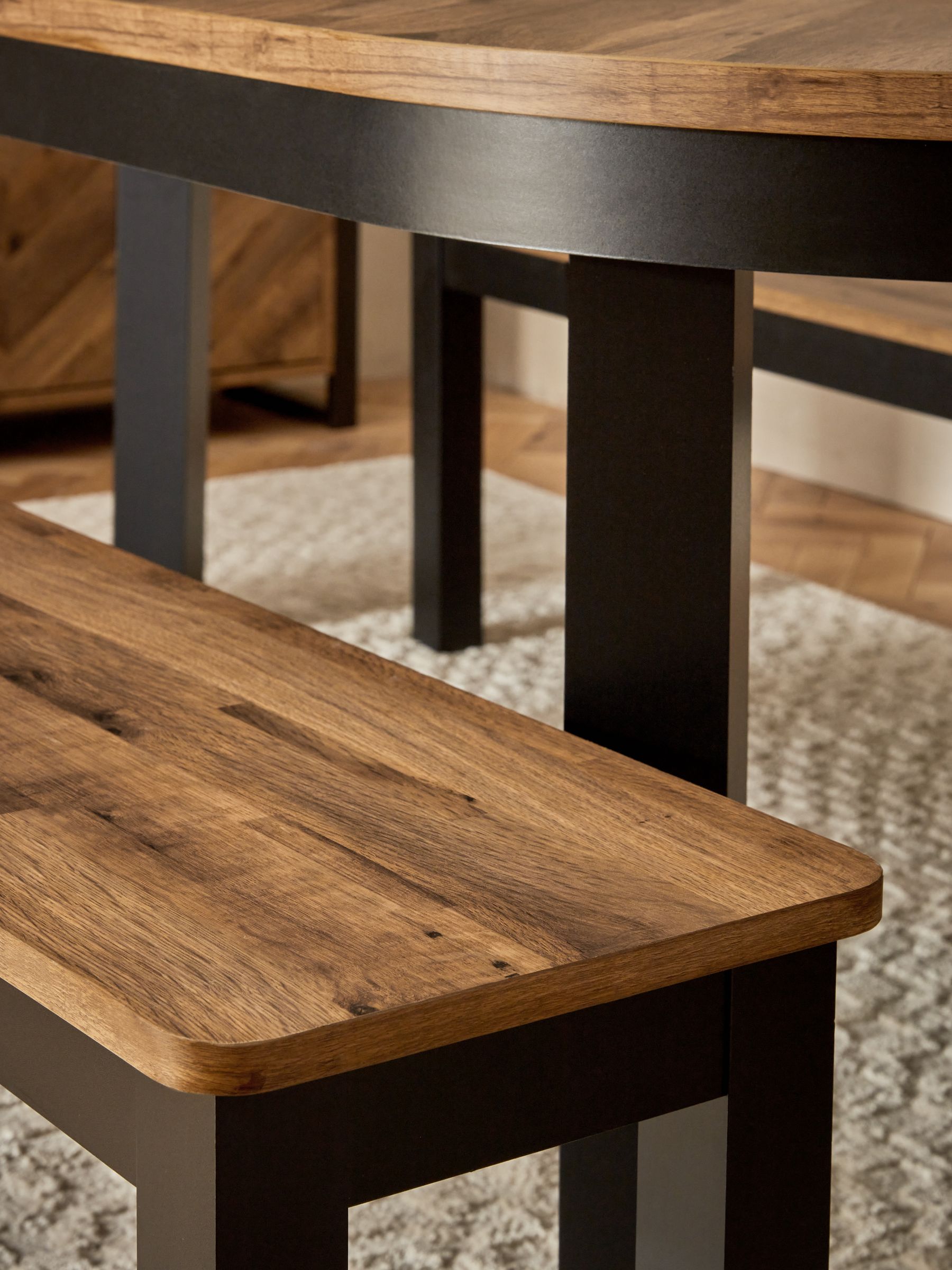 Buy Dark Bronx Oak Effect 8 Seater Dining Table and Bench Set from the ...