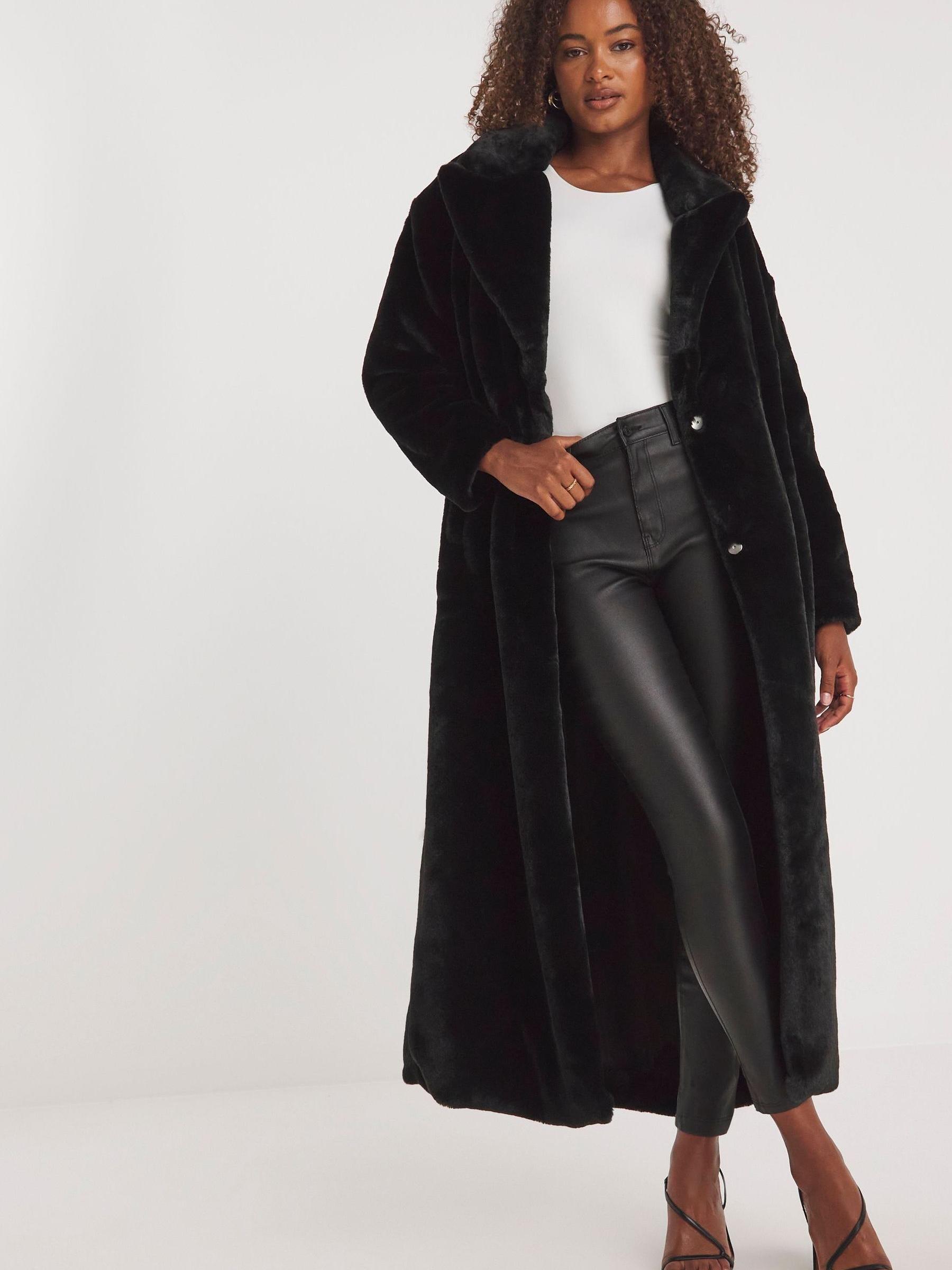 Buy Simply Be Black Maxi Faux Fur Coat from the Next UK online shop