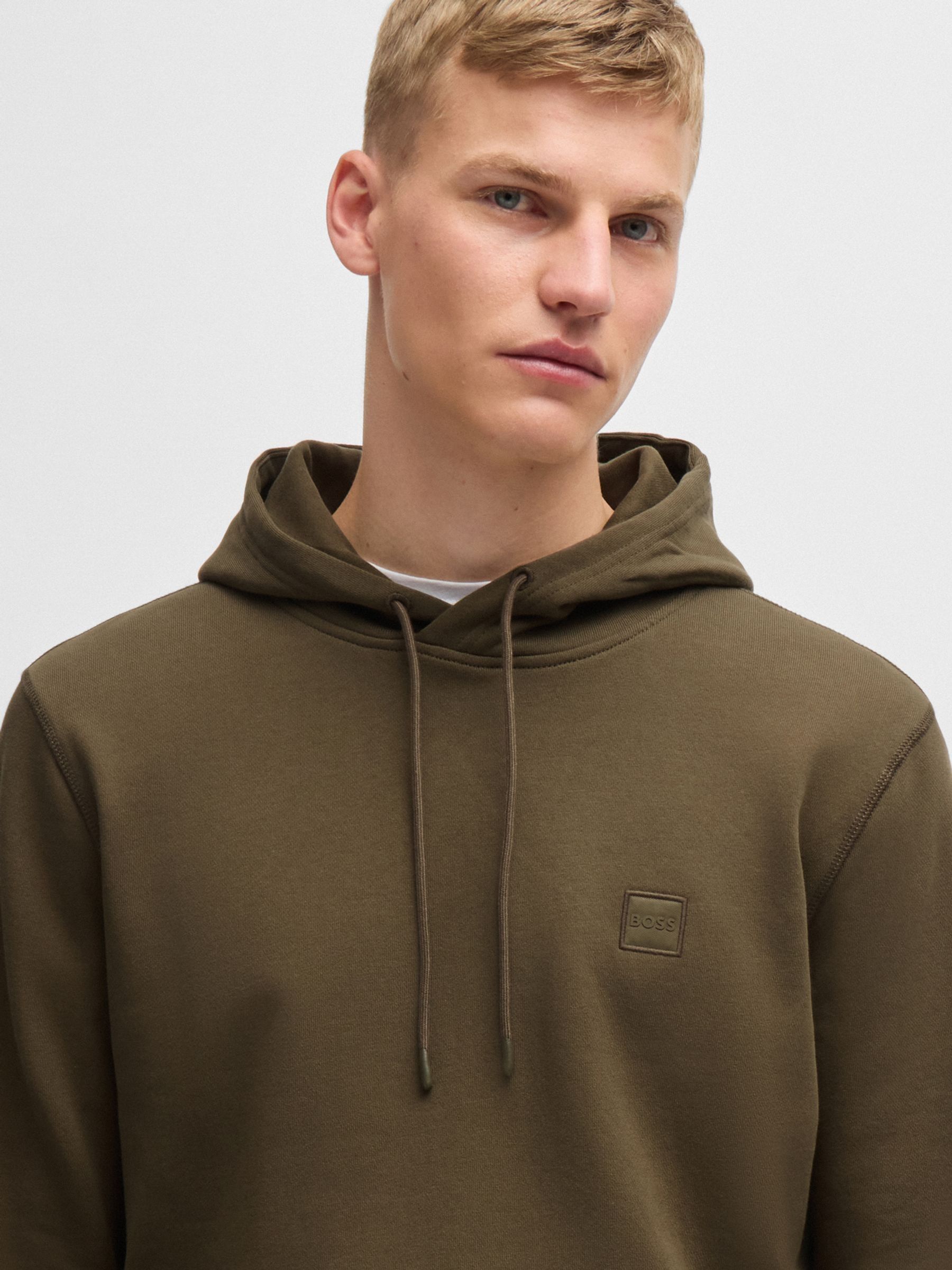 Buy BOSS Green Logo Patch Terry 100% Cotton Hoodie from the Next UK ...