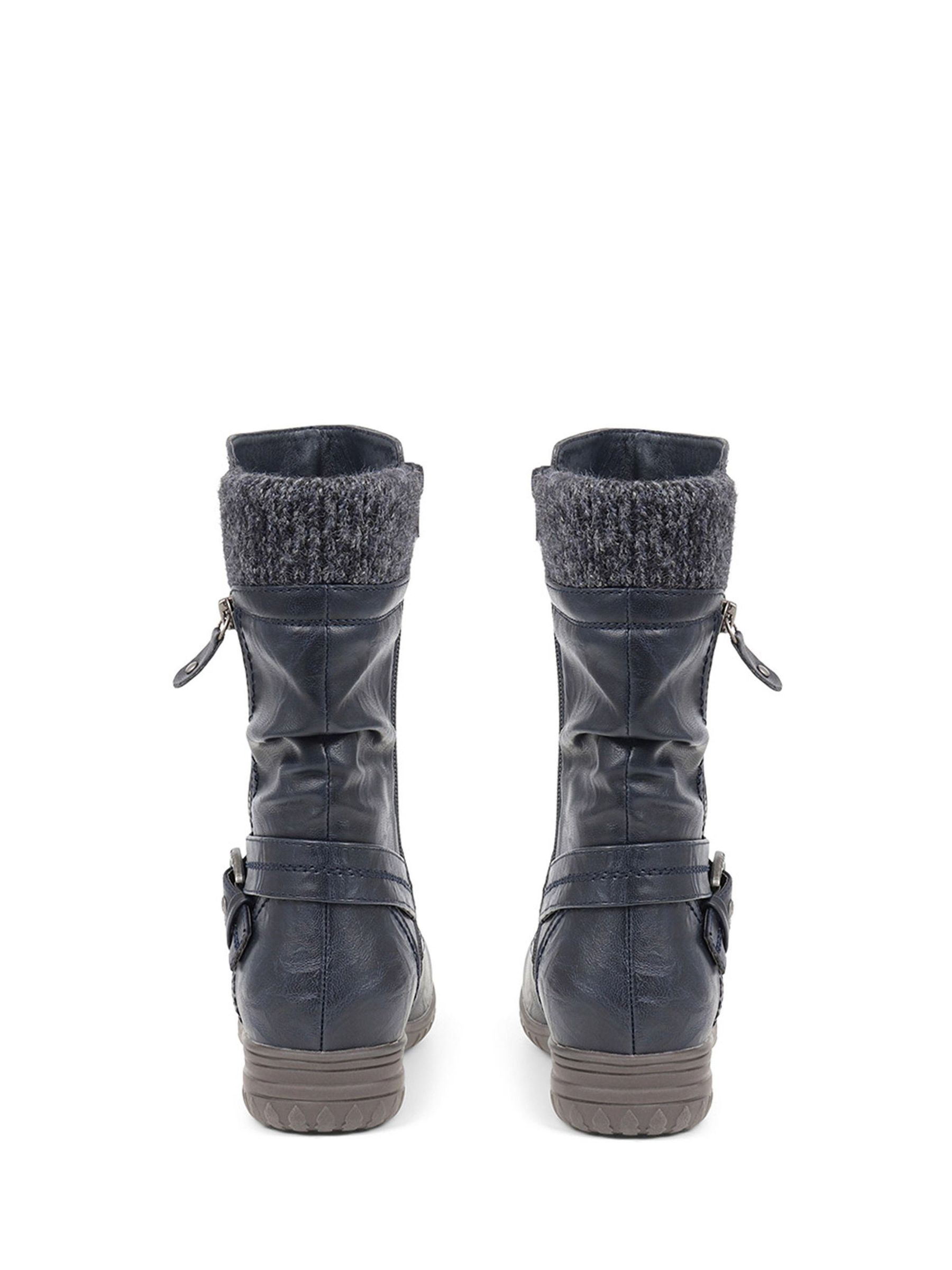 Buy Pavers Blue Knitted Cuff Buckle Slouch Mid-Calf Boots from Next Ireland