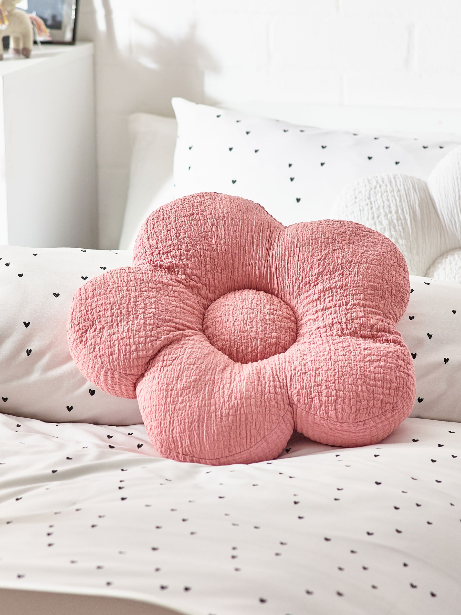 Buy Pink Textured Daisy 100% Cotton Cushion from the Next UK online shop